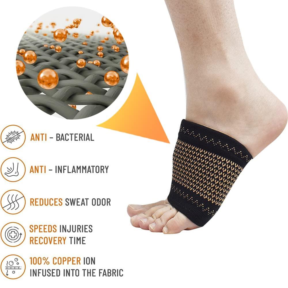 Copper Arch Supporter Set of 2 - Plantar Fasciitis Relief Compression ...