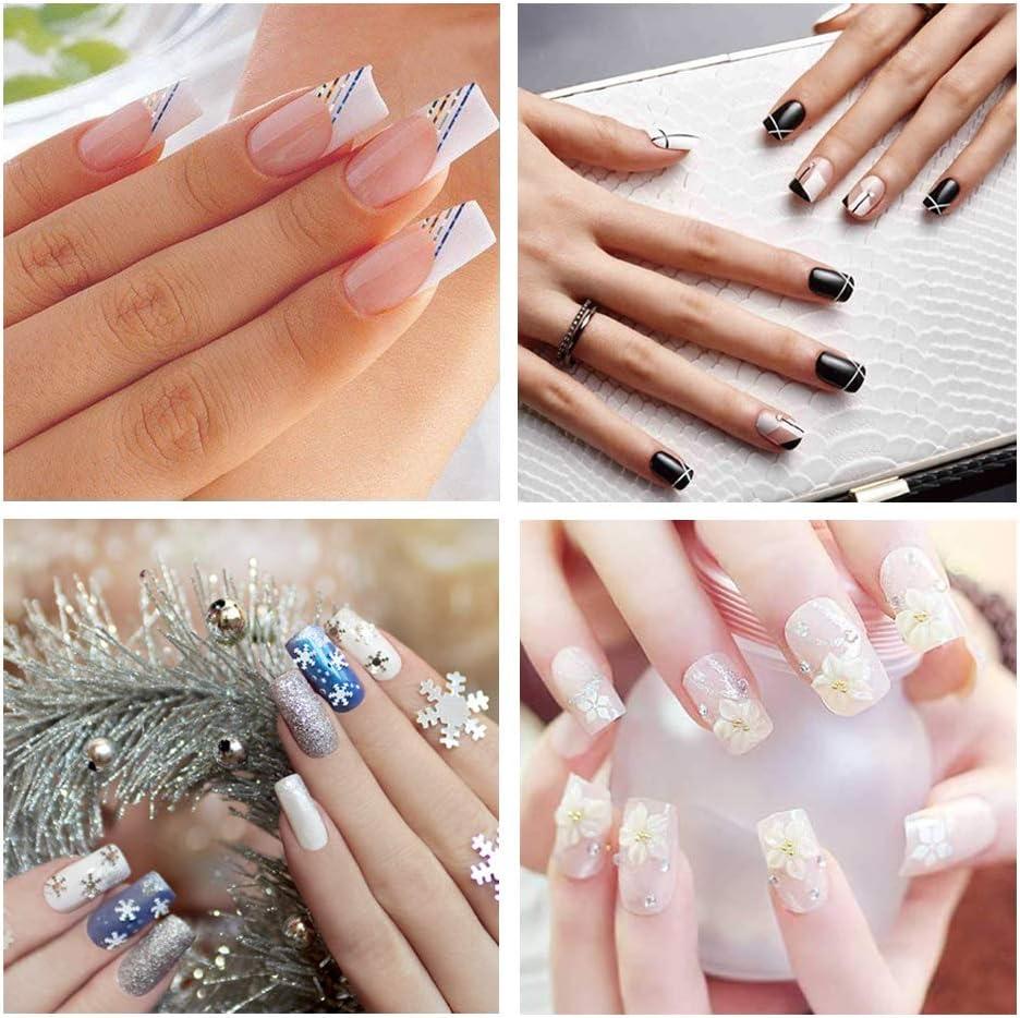 WJIASI Natural False Nails: Oval French Acrylic Artificial Nail Tips ...