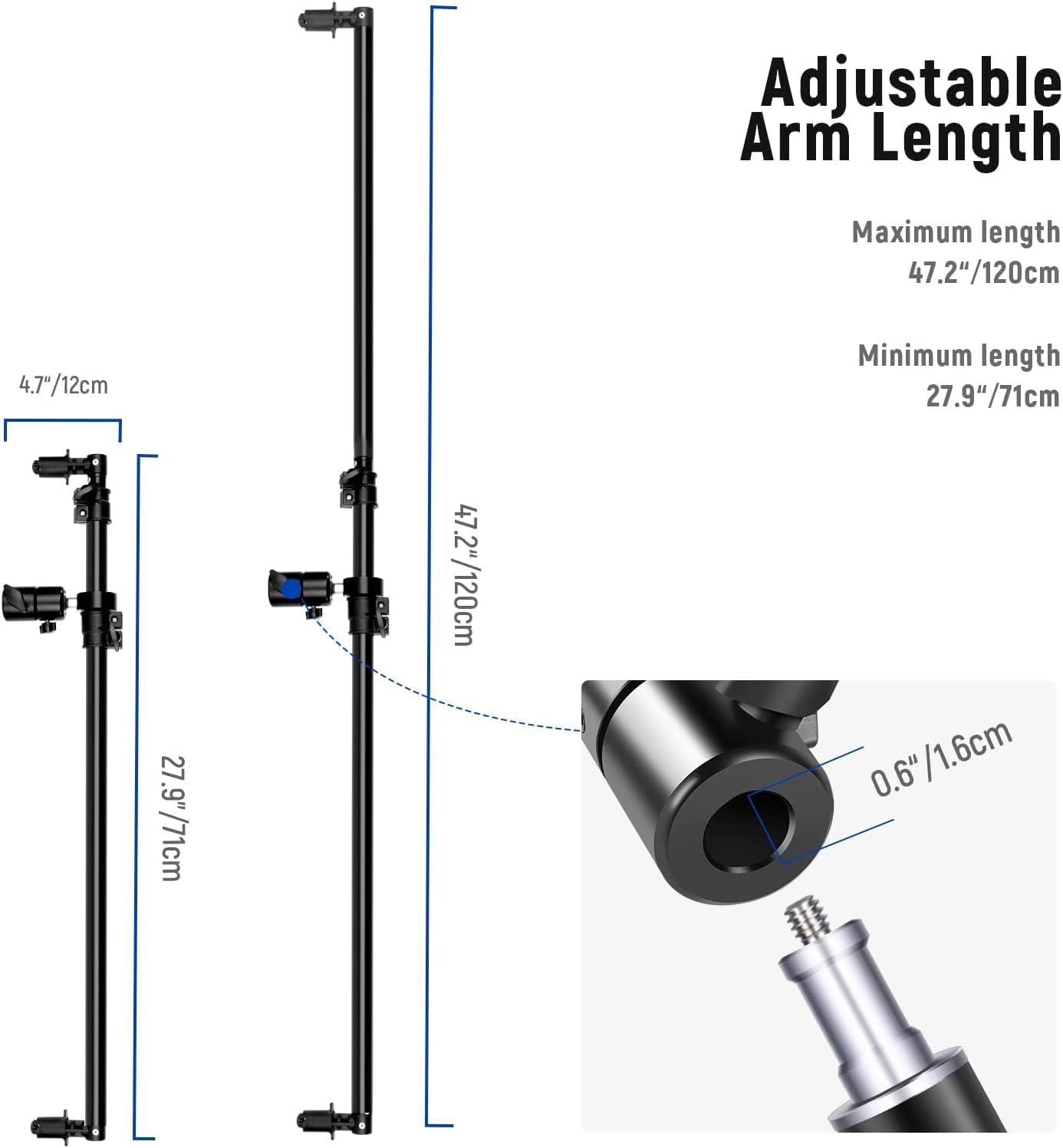 NEEWER Extendable Reflector Holder Arm - Telescopic 27.9 to 47.2 Boom ...
