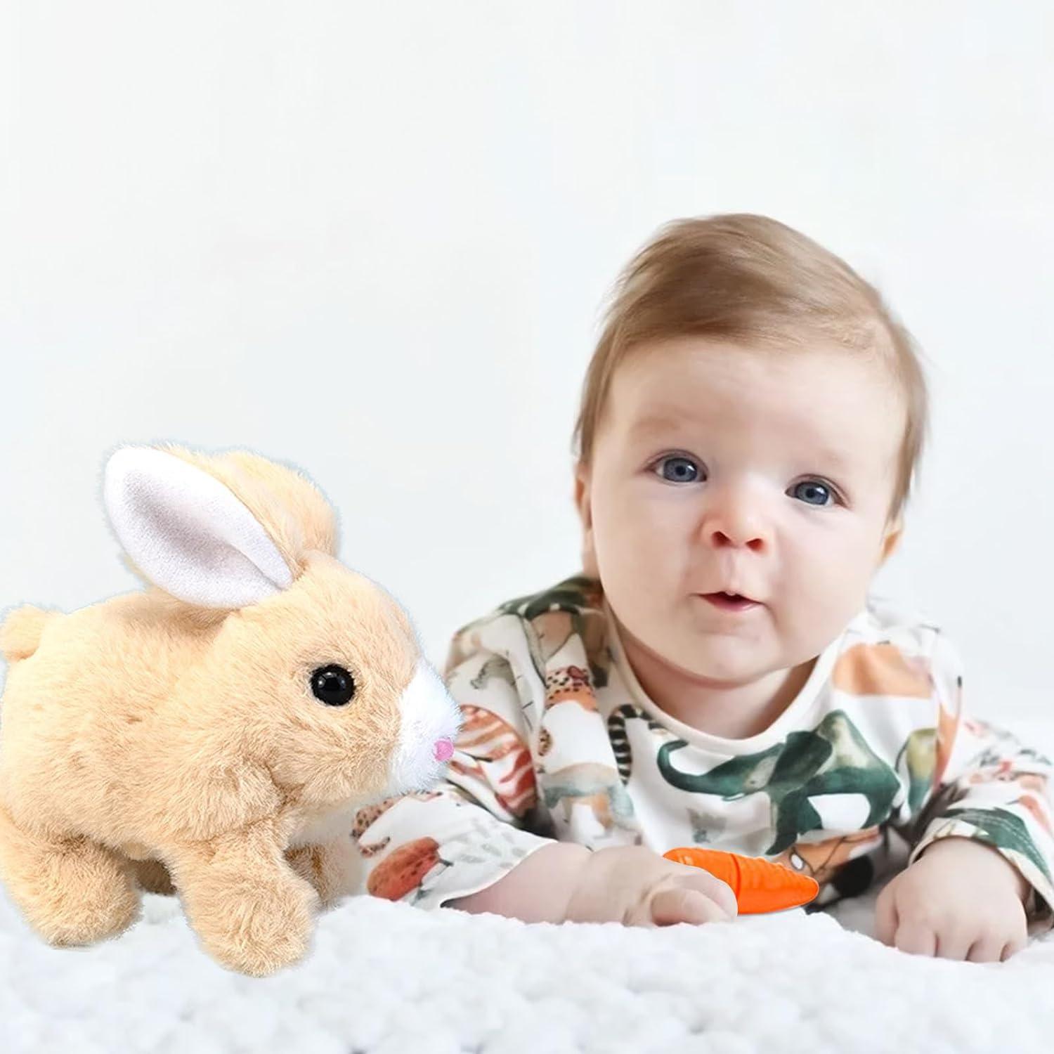 Woeau Rabbit Toy for Kids - Interactive Plush Bunny with Carrot, Sounds ...