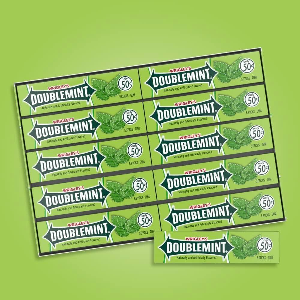 WRIGLEY'S DOUBLEMINT Peppermint Chewing Gum Bulk Pack - 20 x 5 Stick ...