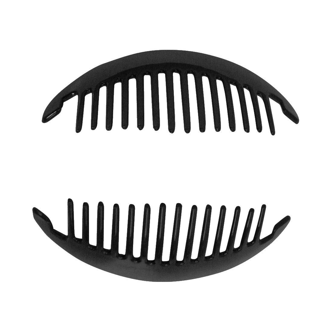 Set of 3 Black 6.5 Inch Interlocking Banana Hair Clips - Stylish Hair ...