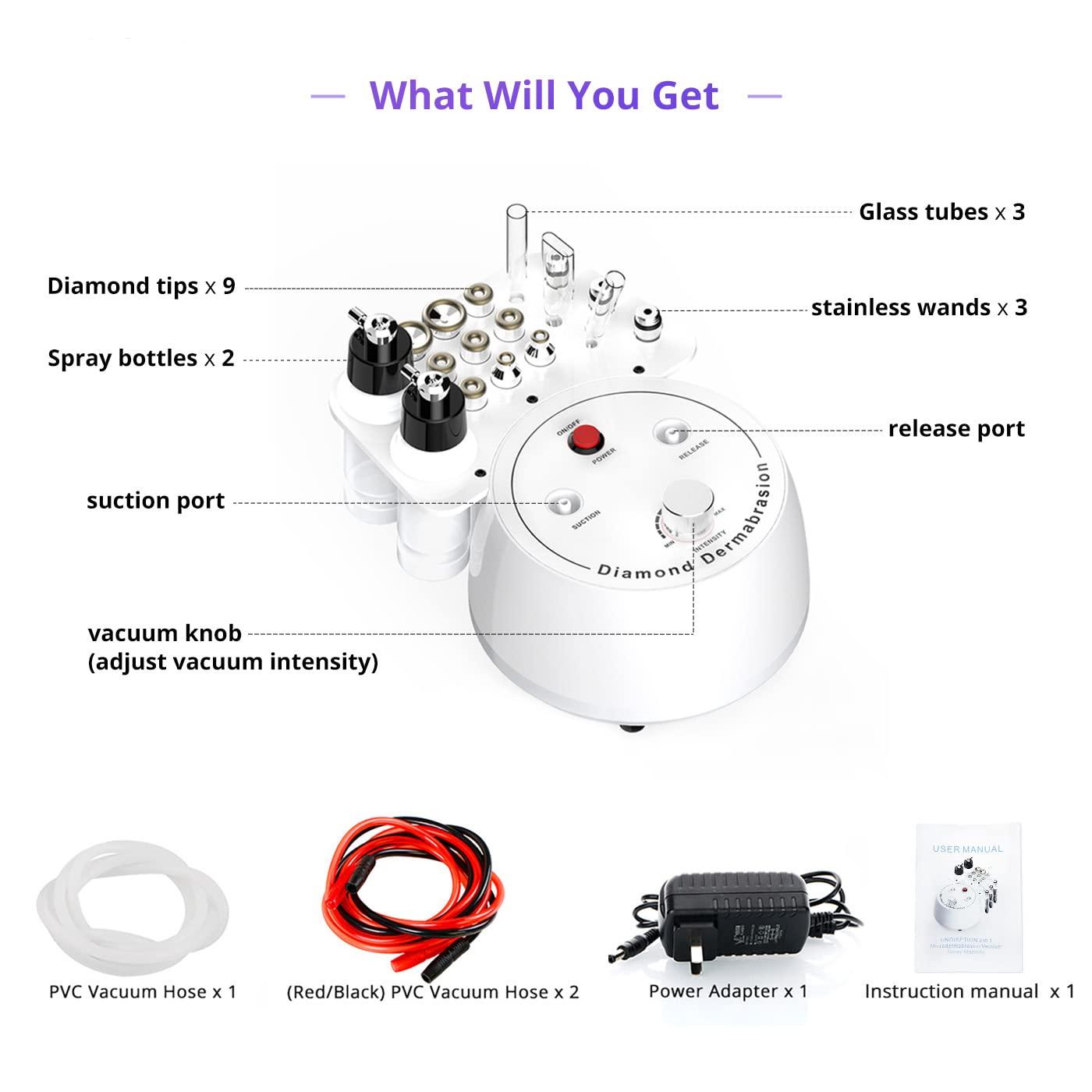 UNOISETION Diamond Microdermabrasion Machine - Professional 3-in-1 ...