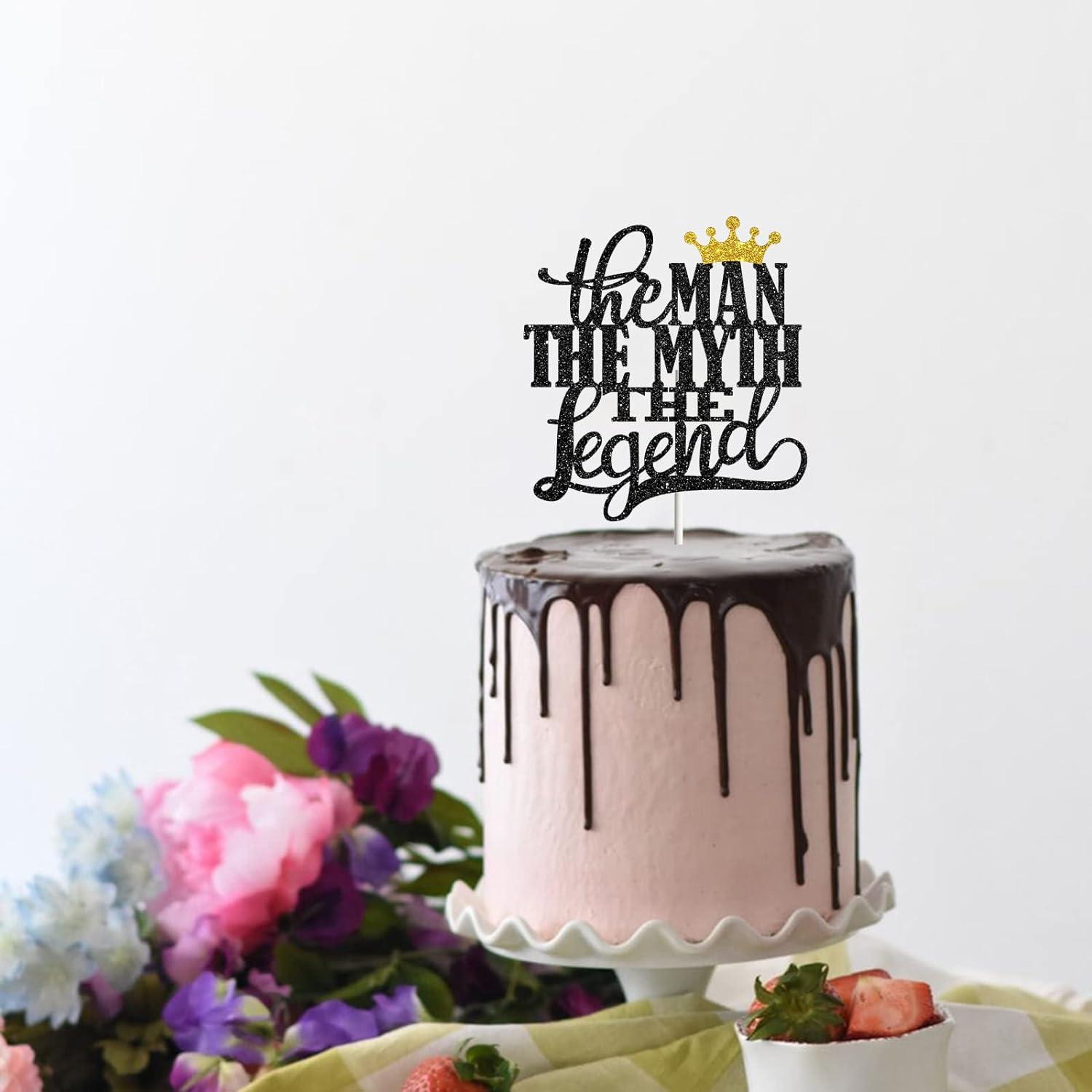 Tenhaisi Black Glitter The Man The Myth The Legend Cake Topper Dad ...