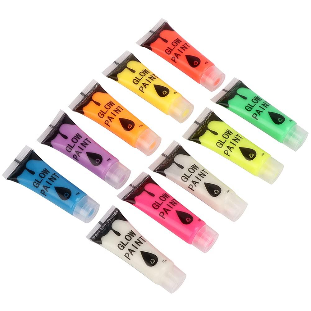10 Pieces Fluorescent Nail Powder - DIY Body Art & UV Glow Makeup ...