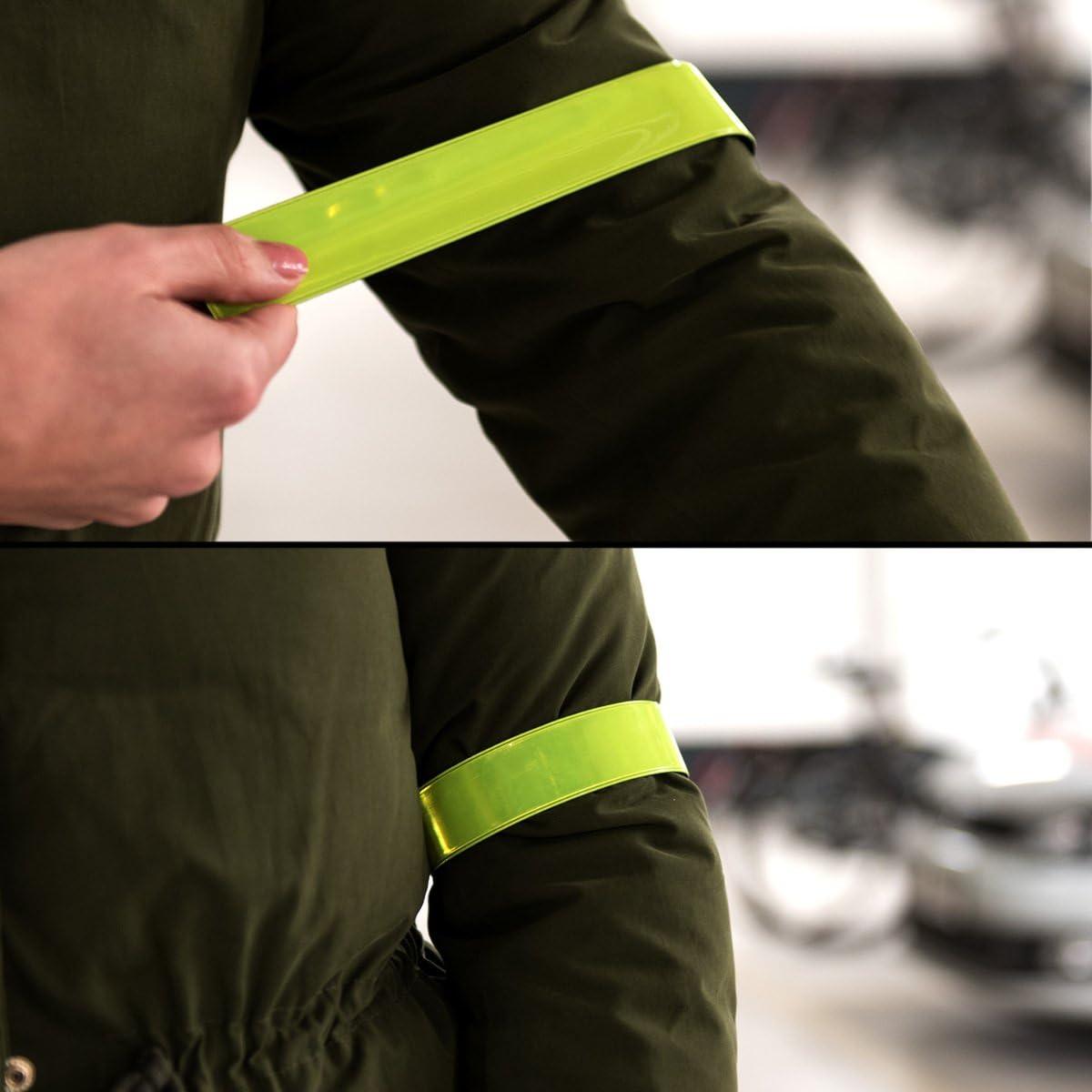 kwmobile 6X Reflective Tape Set - Yellow Reflective Snap Bracelet for ...