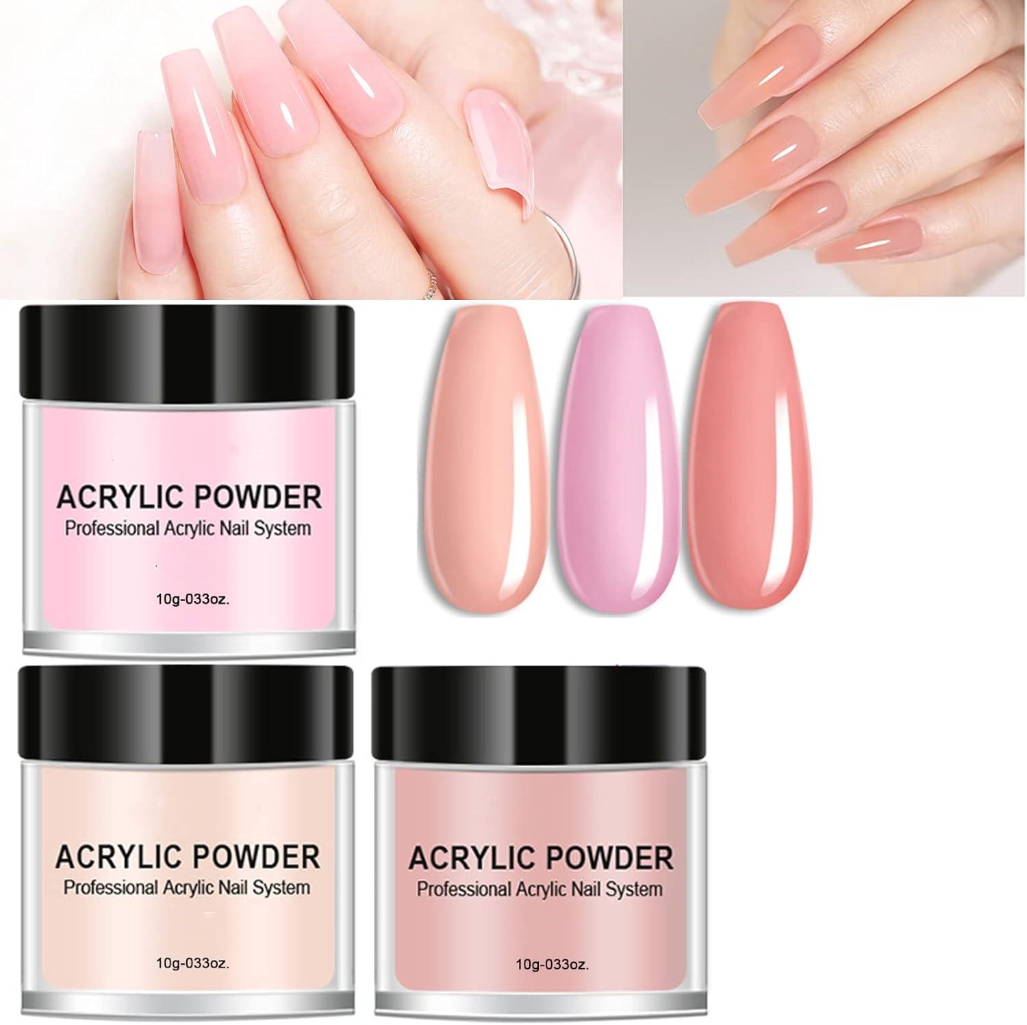 Acrylic Nail Kit for Beginners - Pink Nude Beige Acrylic Powder Set ...