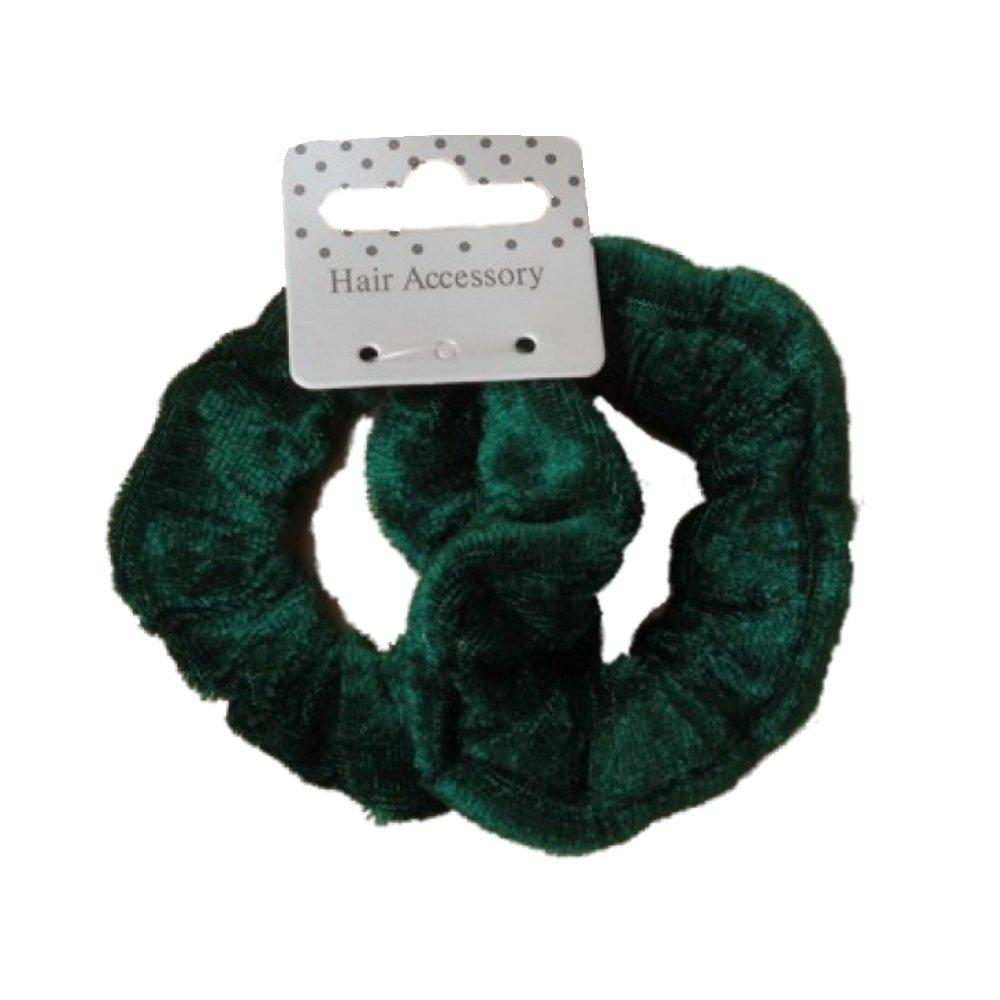 Pair of Mini Bottle Green Velvet Feel Hair Scrunchies Bobble Elastic ...