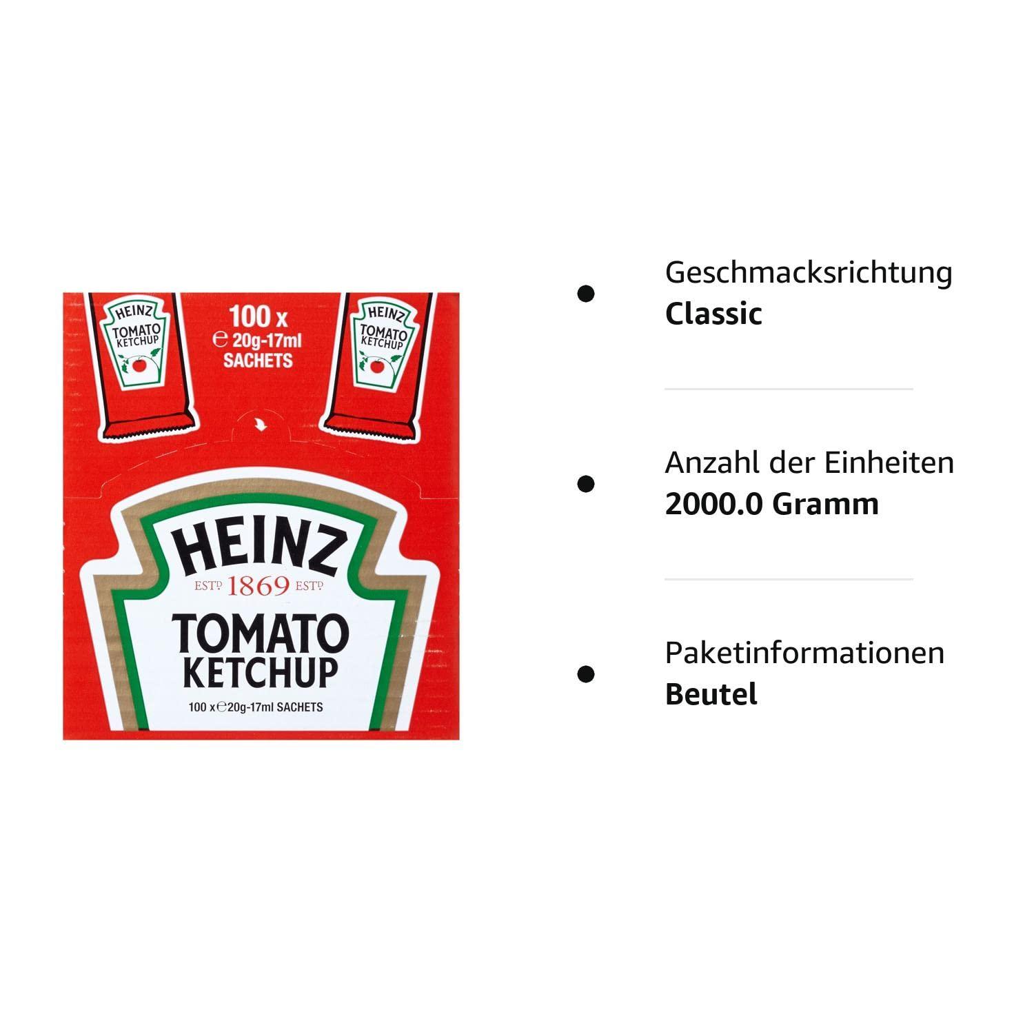 Heinz Tomato Ketchup Classic - Portion Bags 100 x 17ml - Buy Online for ...