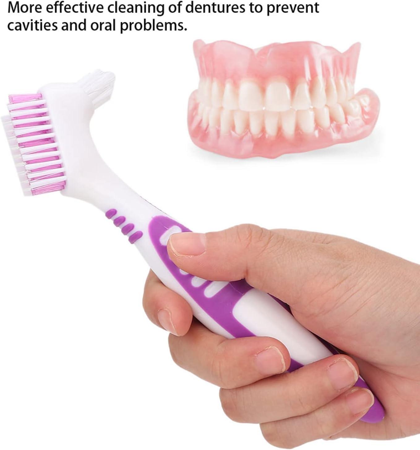 Denture Cleaning Brush Set - Double Sided Toothbrush for Oral Care ...