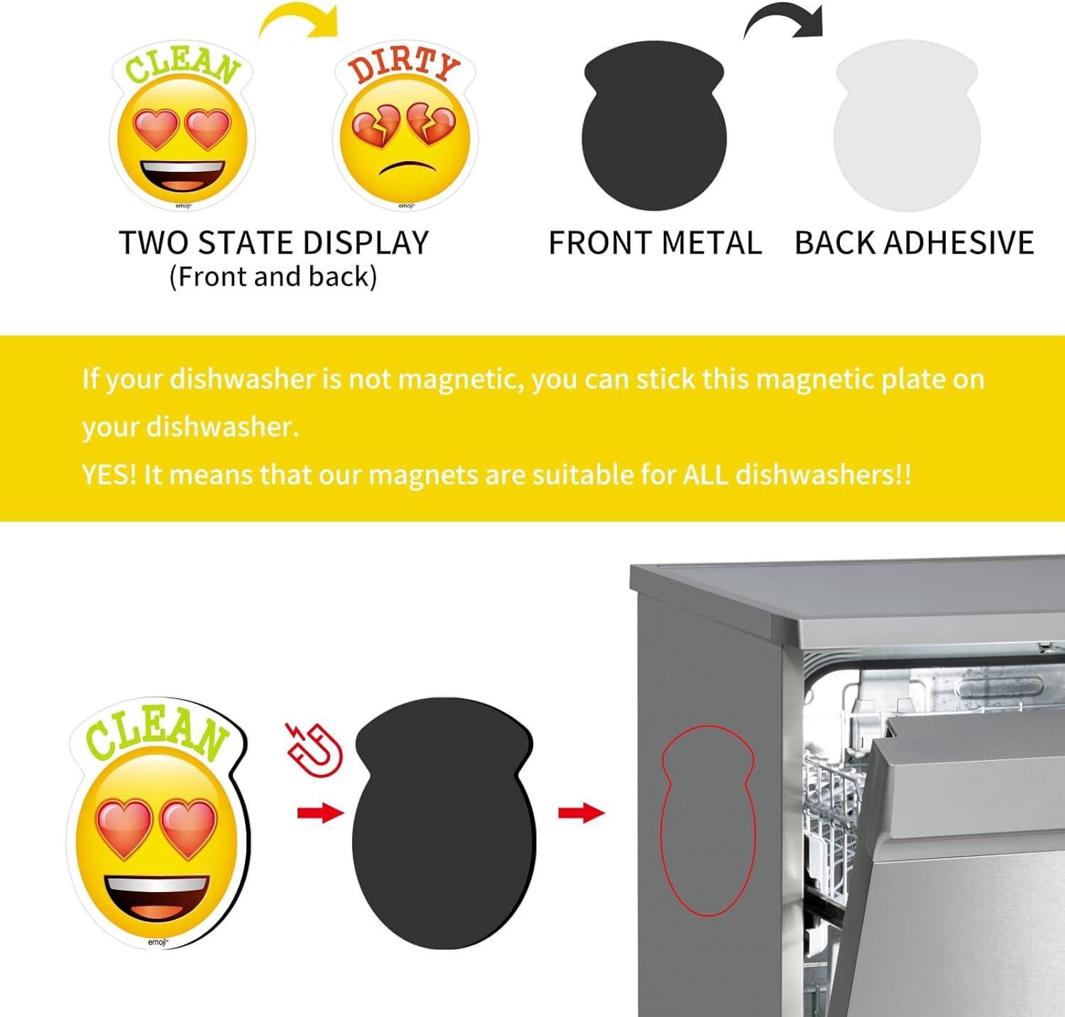 MORCART Emoji Dishwasher Magnets Clean Dirty Sign for Dishwashers ...