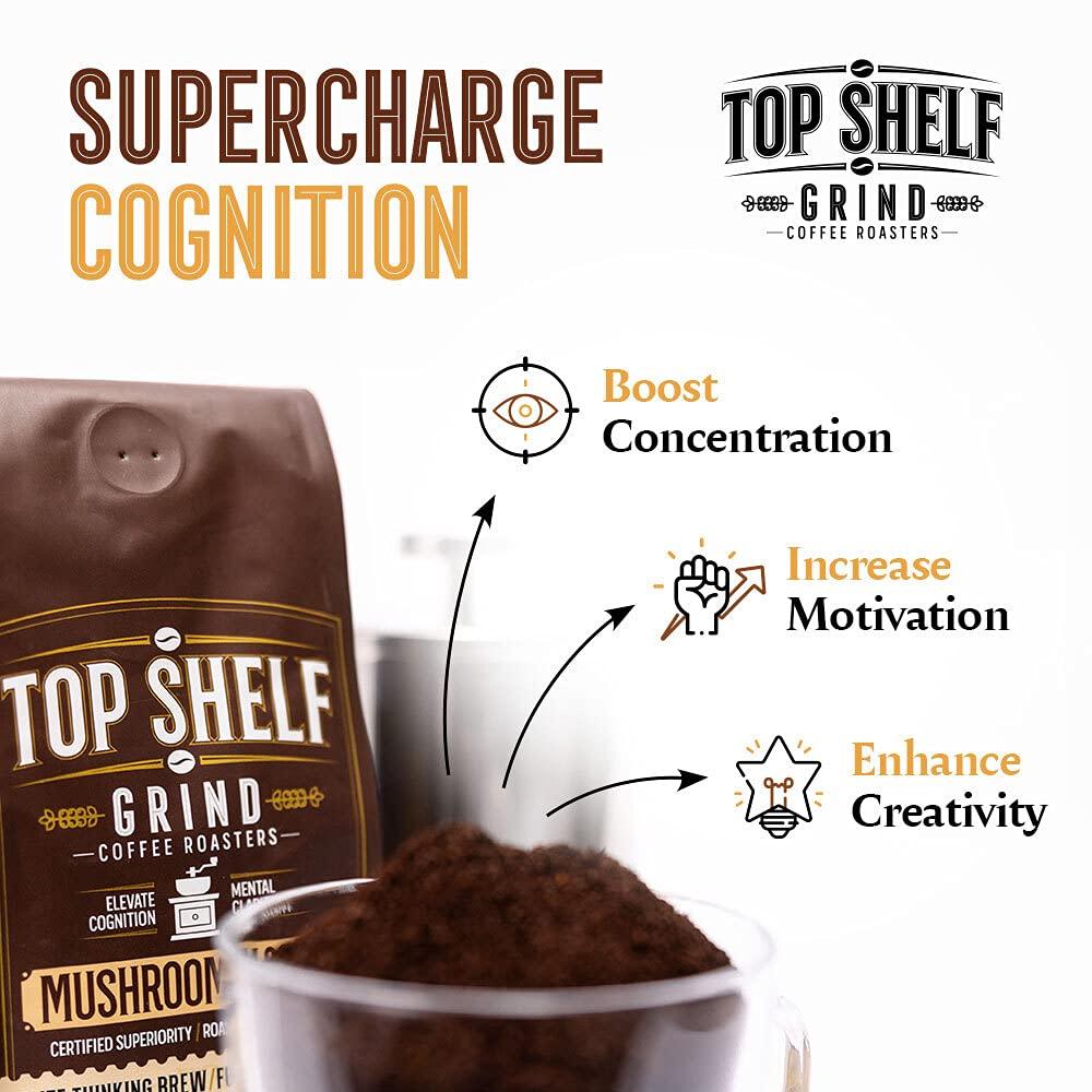 Organic Lions Mane Mushroom Coffee Ground Dark Roast for Focus & Memory ...