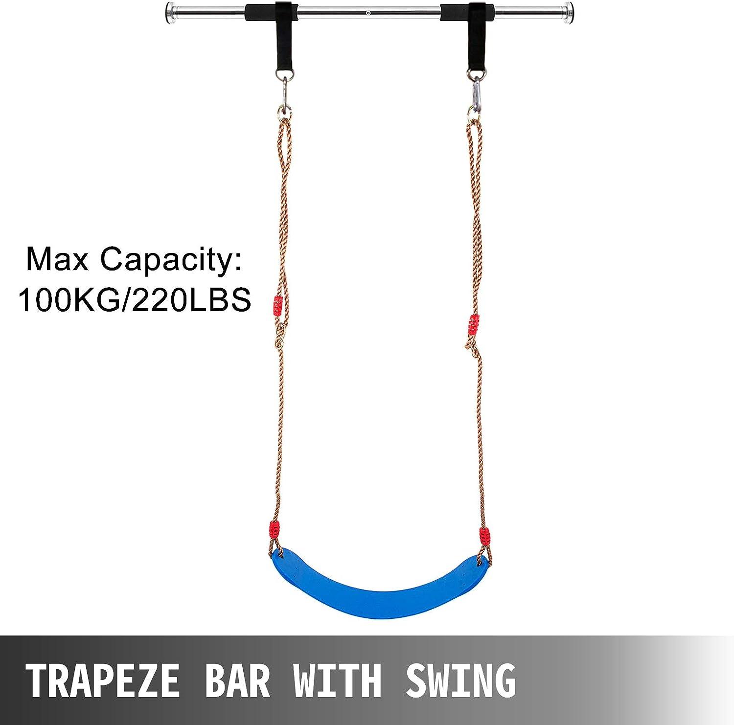 Happybuy Trapeze Bar with Rings | Adjustable 39in Swing Bar Set for ...