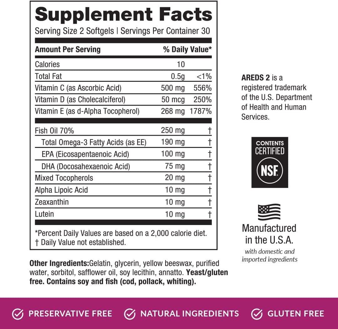 EyePromise Areds 2 Plus Eye Vitamin Softgel Capsules | Zinc-Free ...