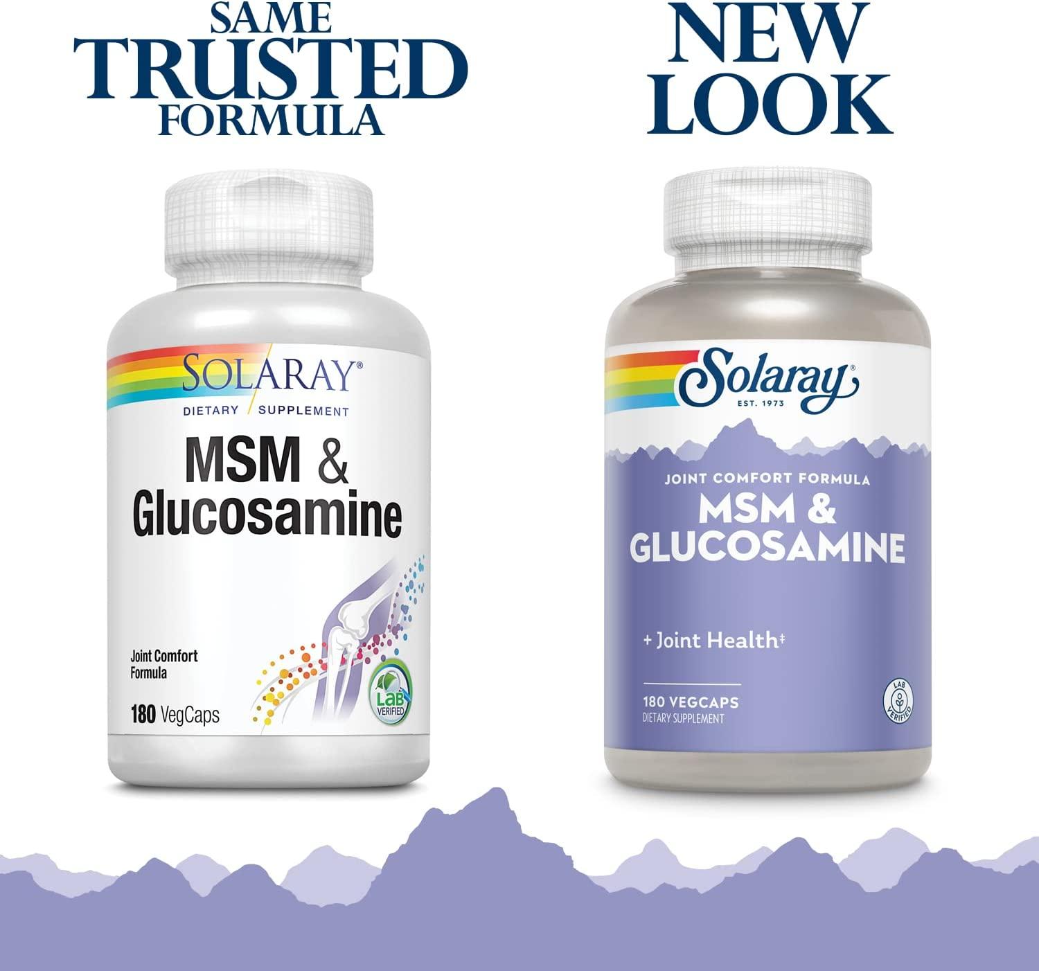 Solaray MSM & Glucosamine 180 VegCaps - Joint Support & Mobility ...