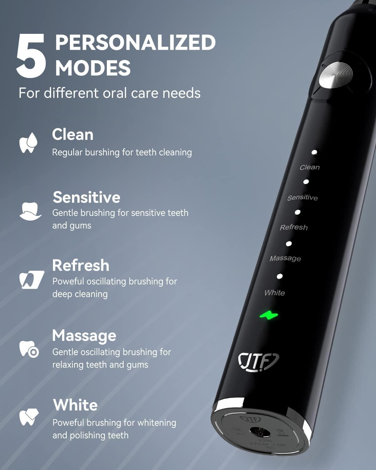 JTF Sonic Electric Toothbrush for Adults - Rechargeable Power ...