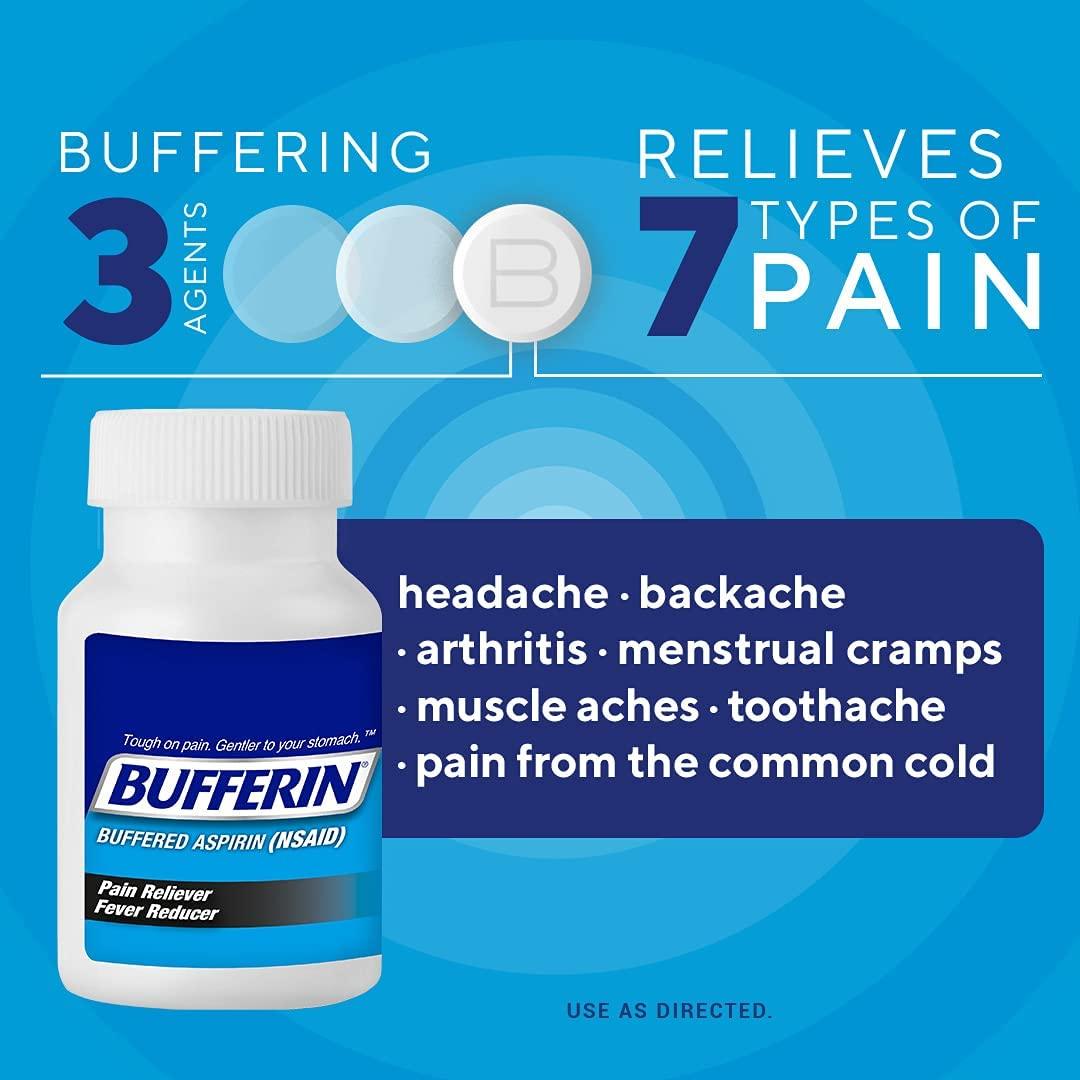 BUFFERIN Aspirin Pain Reliever 325mg Coated Tablets - 130 Count x 2 Pack