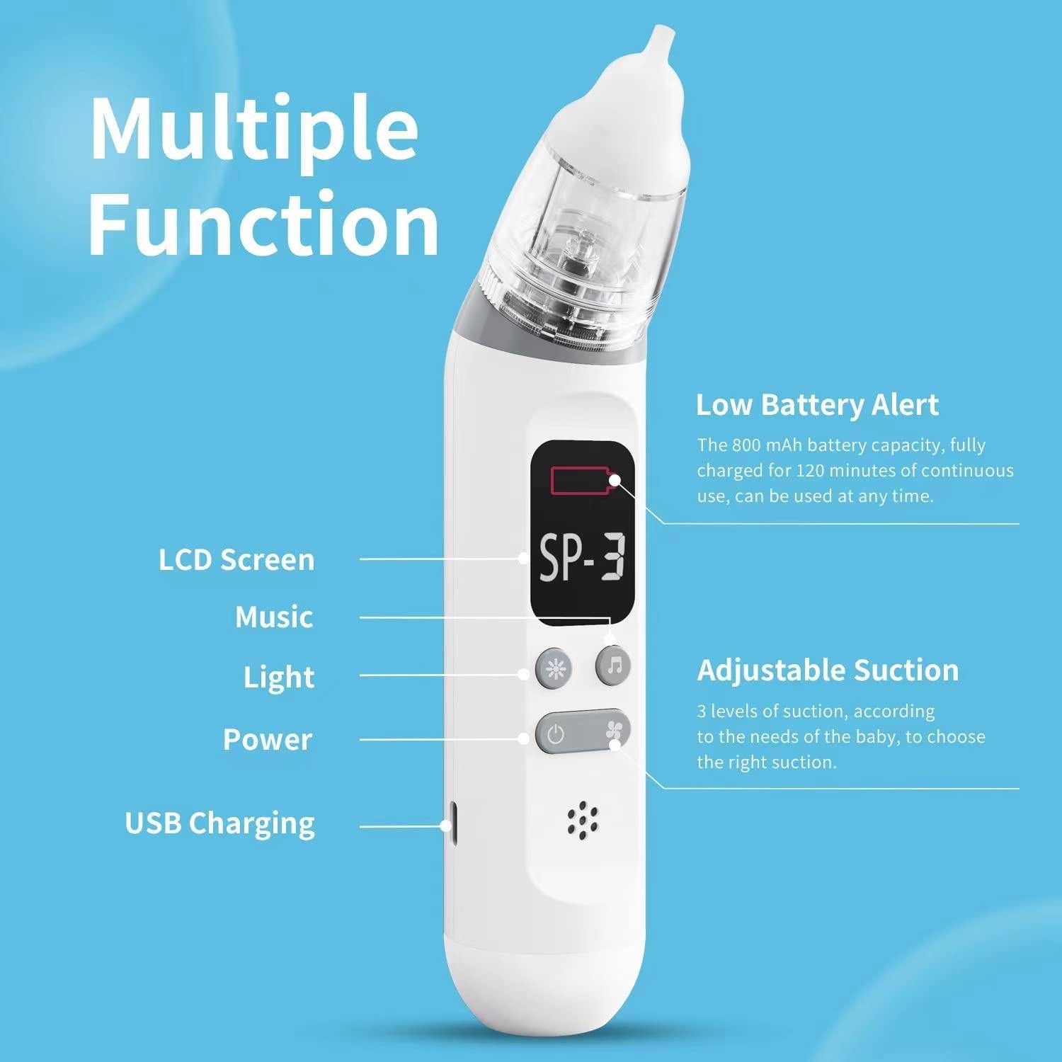 Electric Nasal Aspirator for Babies - Adjustable Suction, Rechargeable ...