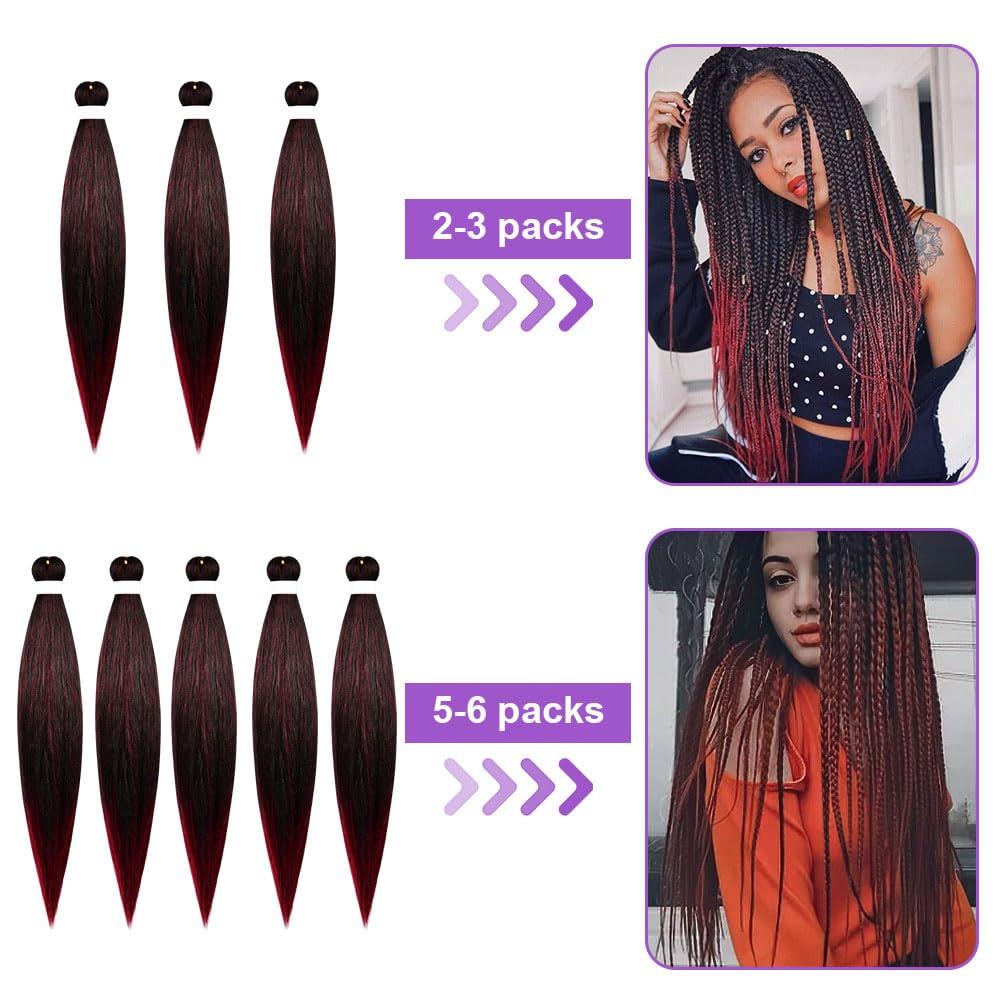 Aomig Pre-Stretched Braiding Hair | 4PC Synthetic Fiber Extensions for ...