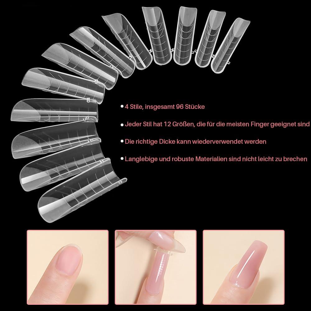 Zeyachan 96-Piece Dual Nail Forms Set - 4 Types for Nail Extension ...