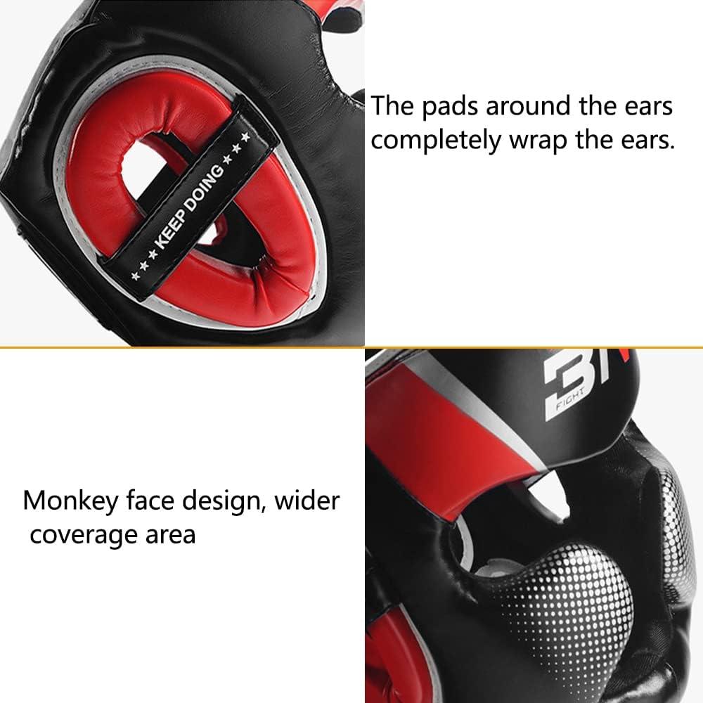 Sfeexun Boxing MMA Training Headgear - Red Large | Muay Thai, Sparring ...