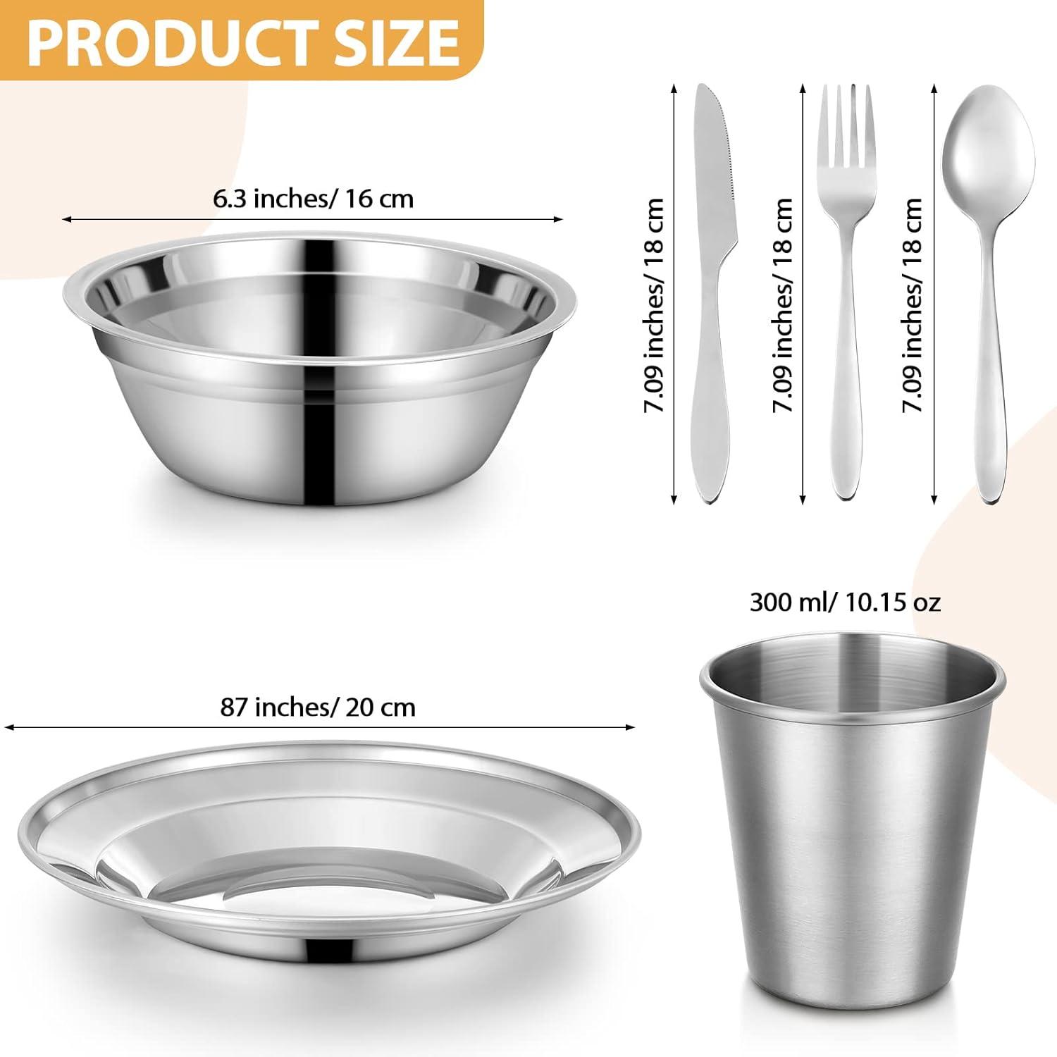 50 Pcs Polished Stainless Steel Camping Mess Kit Set - Portable ...