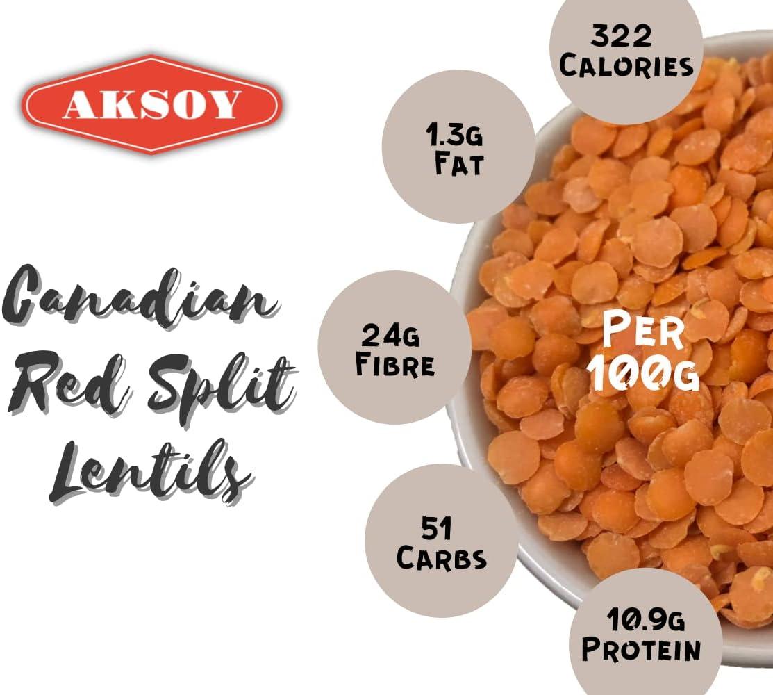 Premium Aksoy Canadian Red Split Lentils 1.25KG - High Quality ...