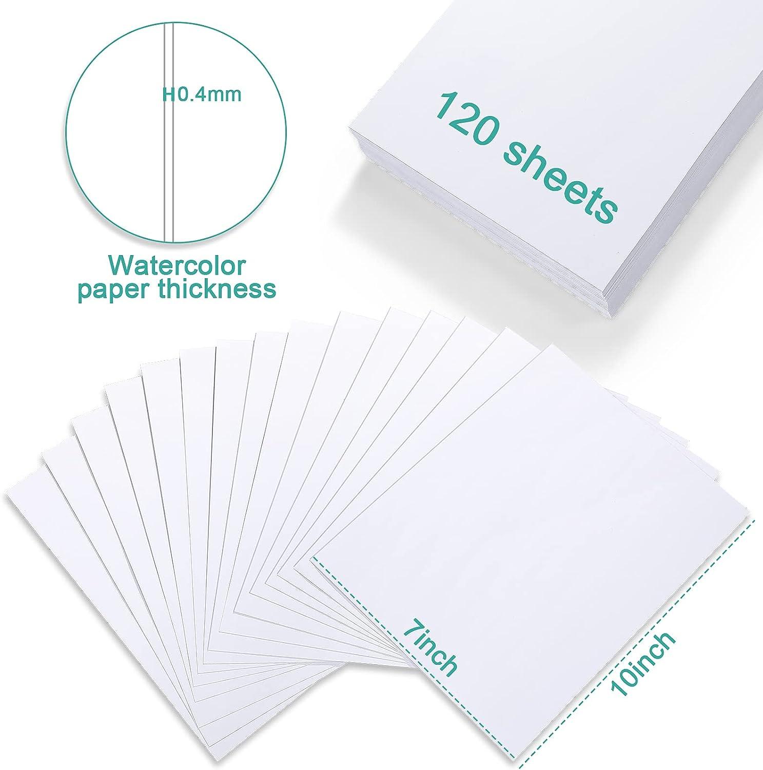Cotton Watercolor Paper Pack - 120 Sheets, 7x10 Inch, Cold Press ...