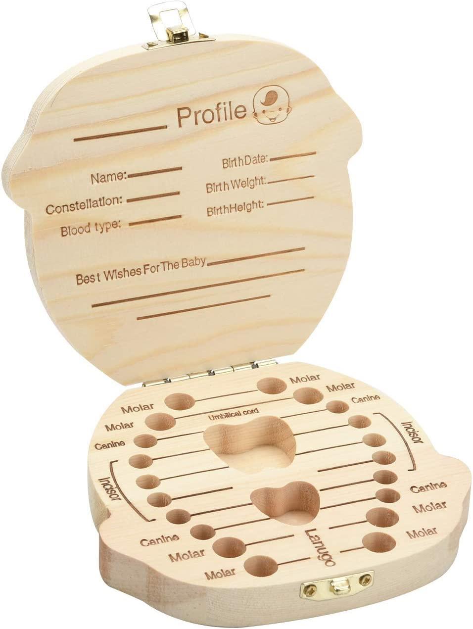 Baby Boy Wooden Tooth Fairy Keepsake Box - Kids Tooth Storage Organizer ...