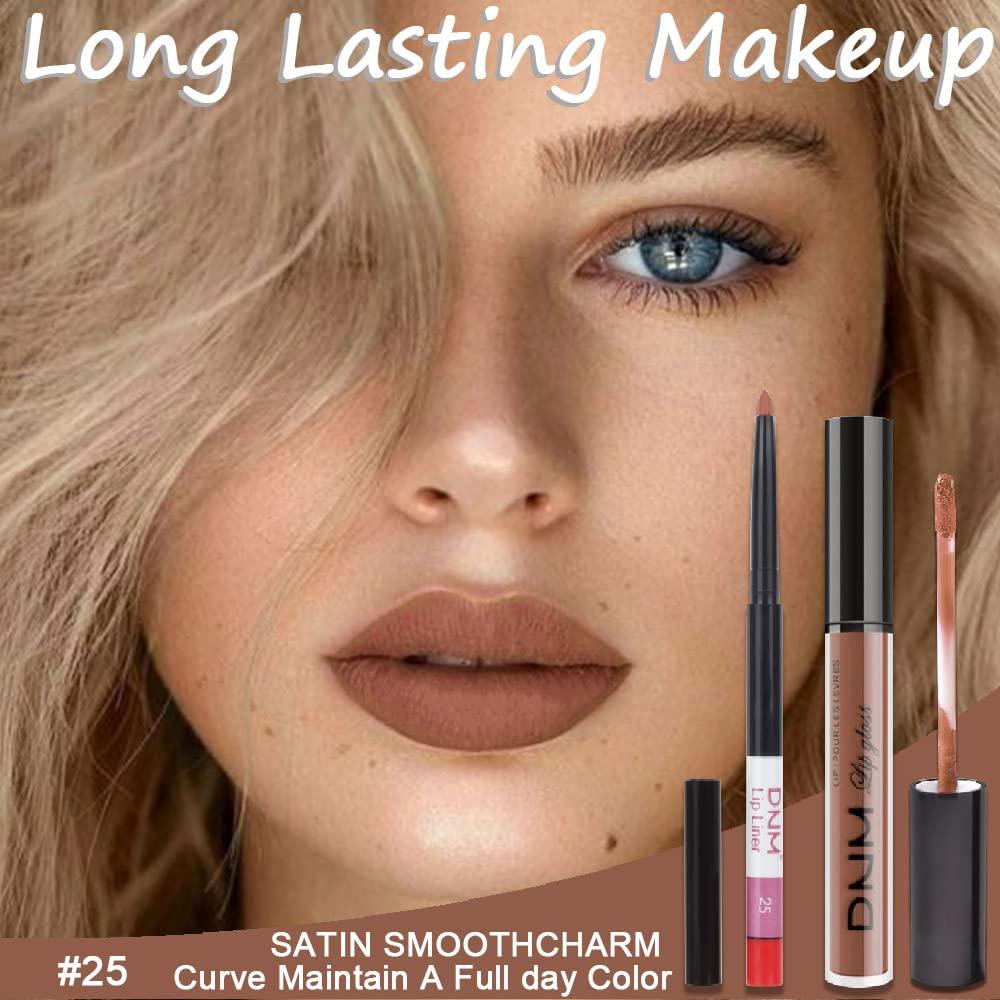 Matte Deep Rose-Beige Lip Liner and Lipstick Set | Waterproof Long ...