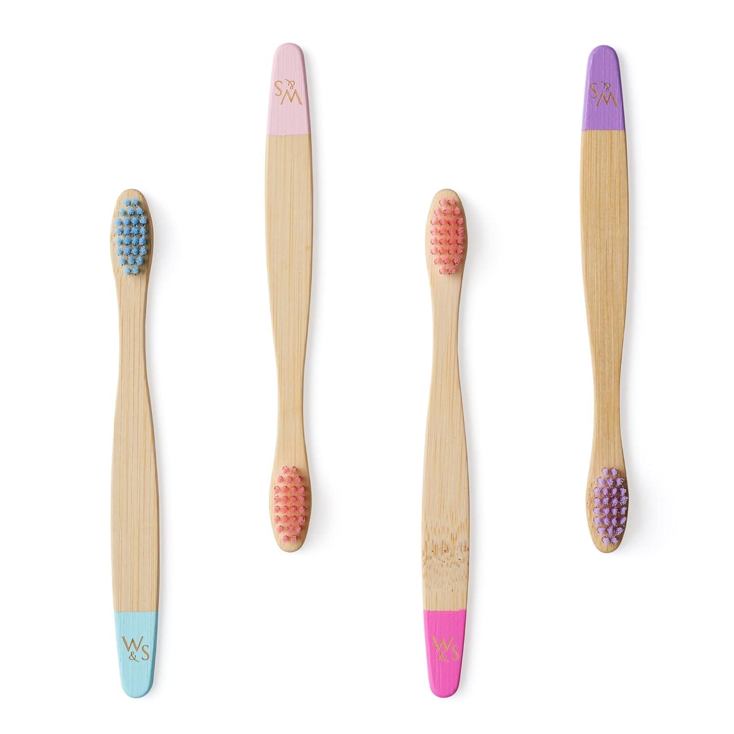 Wild & Stone Organic Children's Bamboo Toothbrush 4 Pack | Candy Colour ...