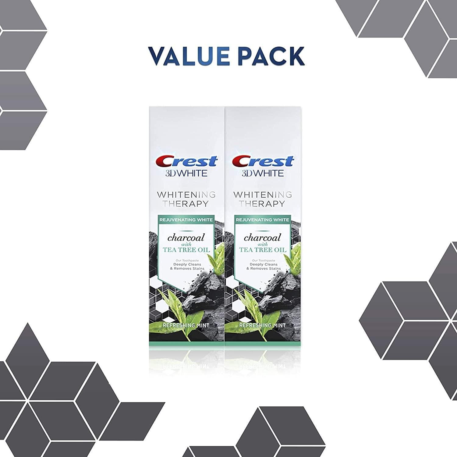 Crest 3D White Whitening Therapy Charcoal Toothpaste with Tea Tree Oil, 2-Pack - 4.1 oz (116g ...
