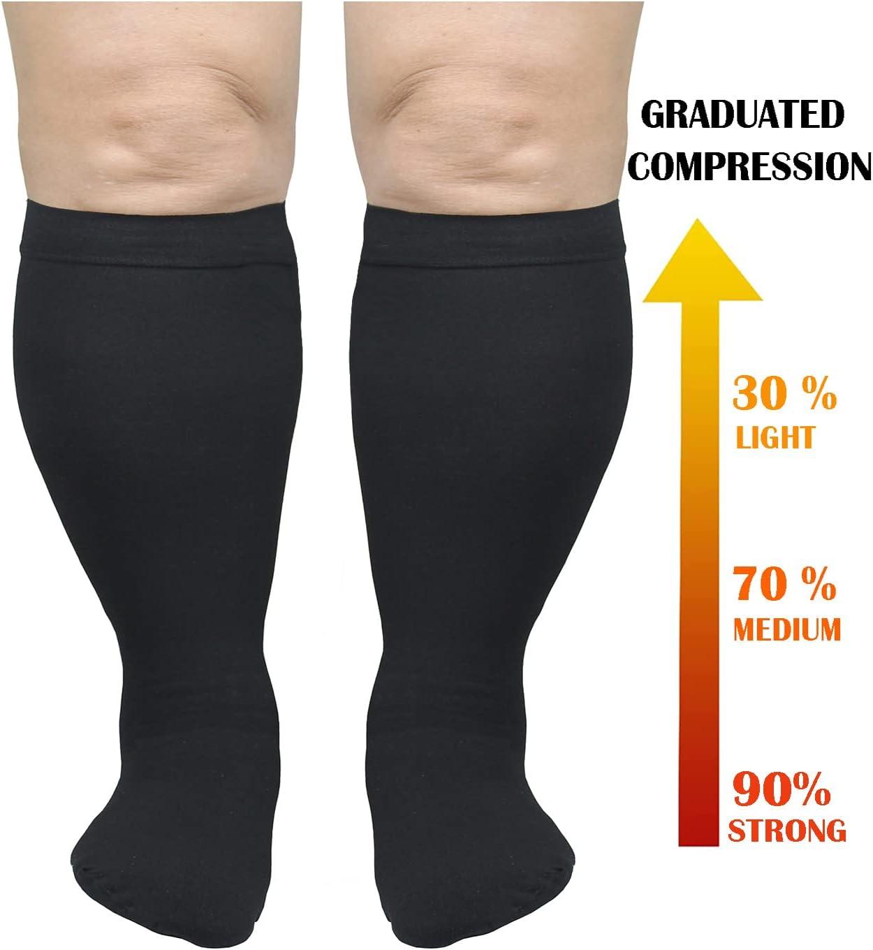 7XL Wide Calf Compression Socks 20-32 mmHg for Men and Women - Black ...