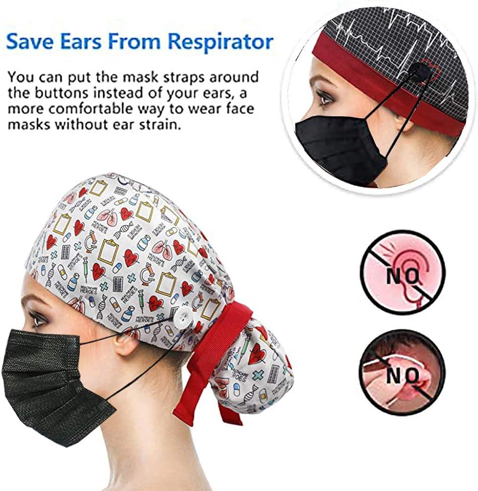 YUESUO 2 Pack Cotton Working Hats with Buttons and Sweatband ...