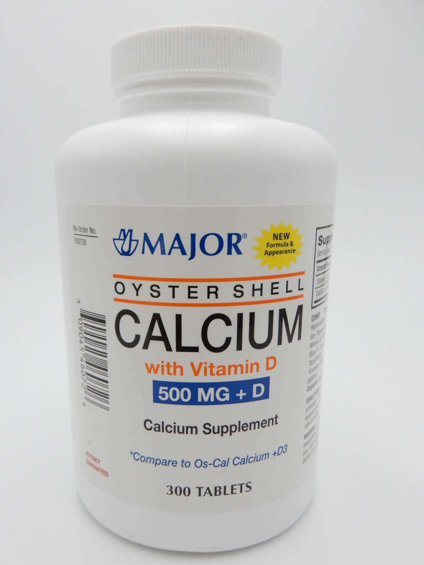 Oyster Shell Calcium with Vitamin D Tablets 500mg-200u 300ct Pack of 1