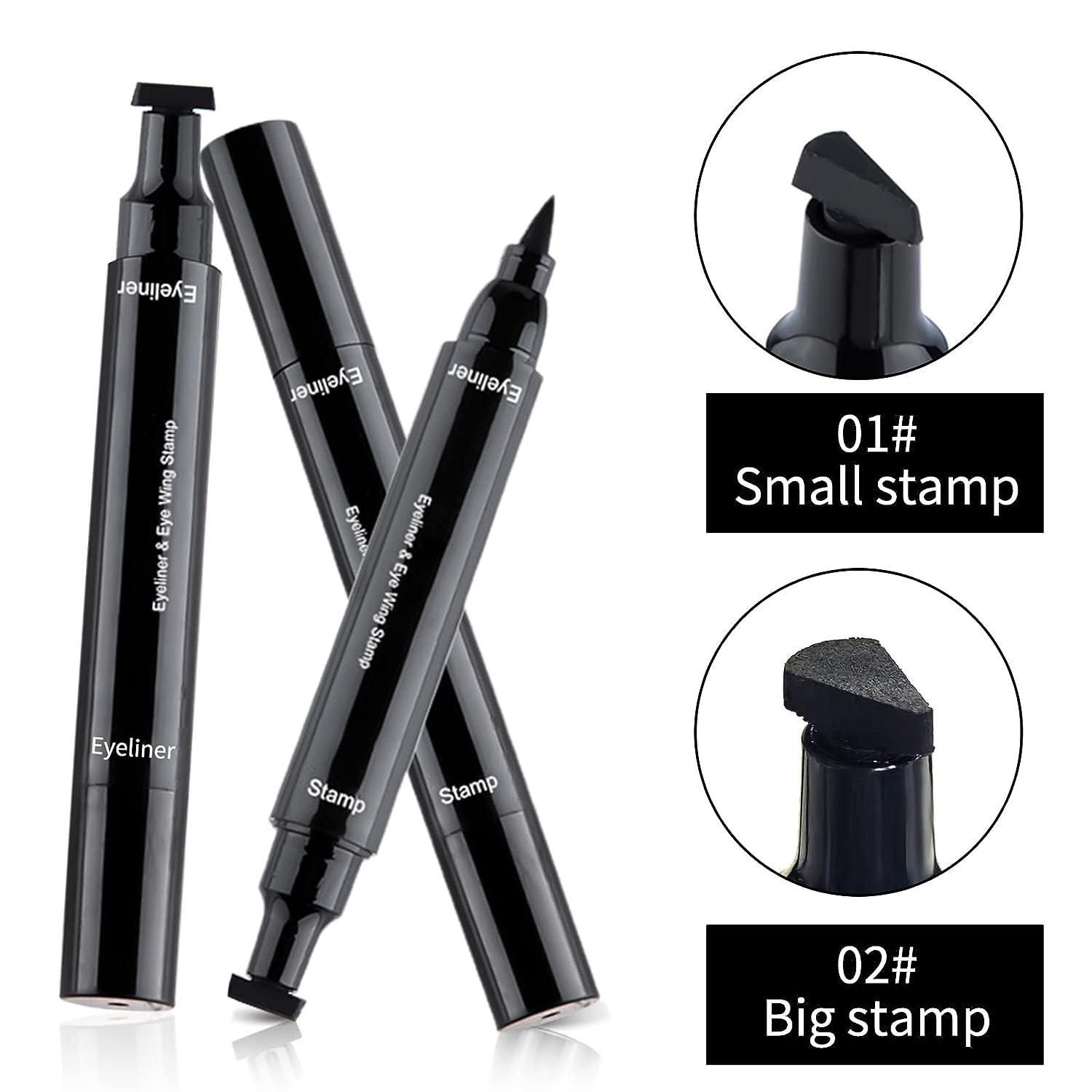 Erinde 2PCS 2 in 1 Eyeliner Stamp Set - Waterproof, Long Lasting, and ...