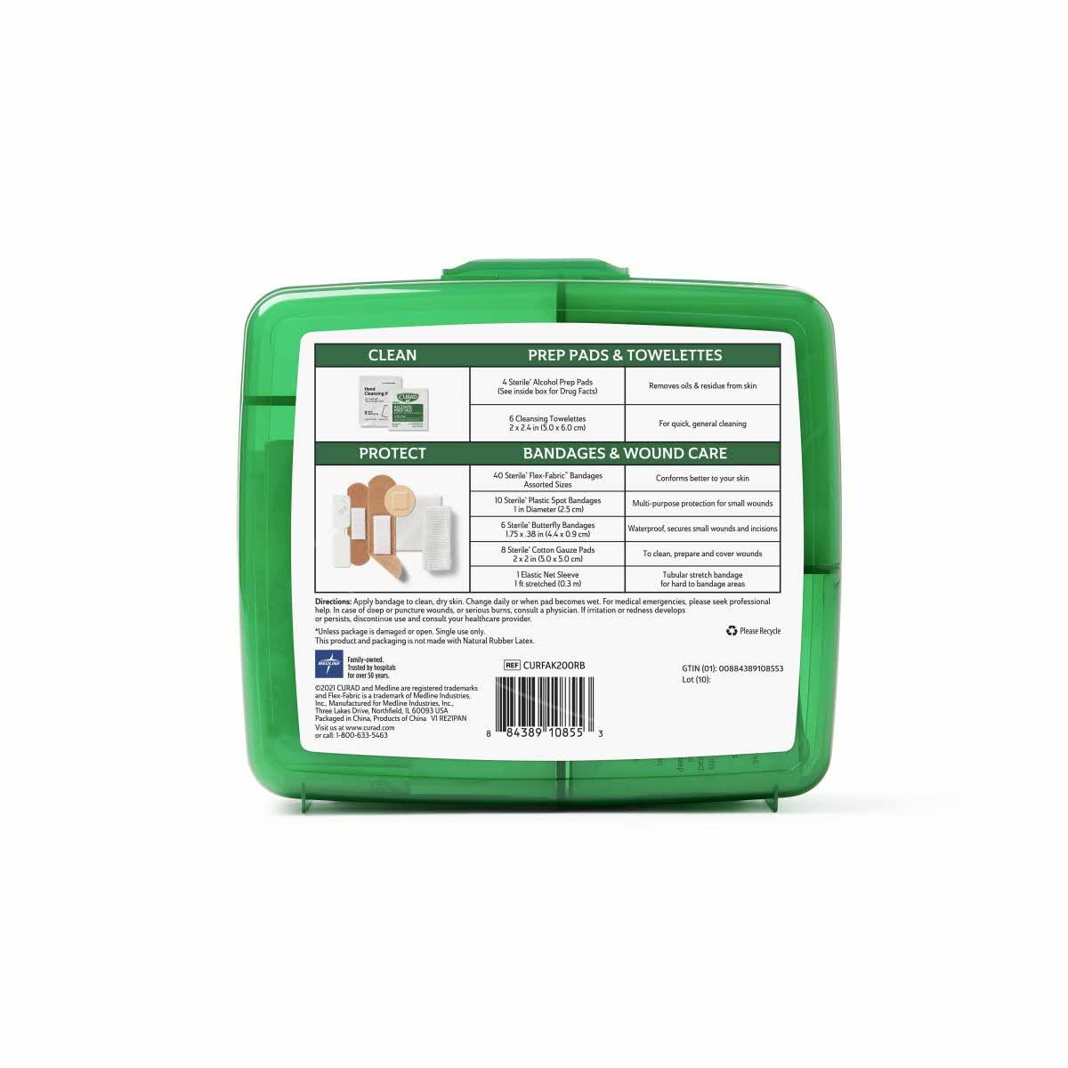 Curad Compact Green First Aid Kit - 75 Items | Emergency Essentials ...