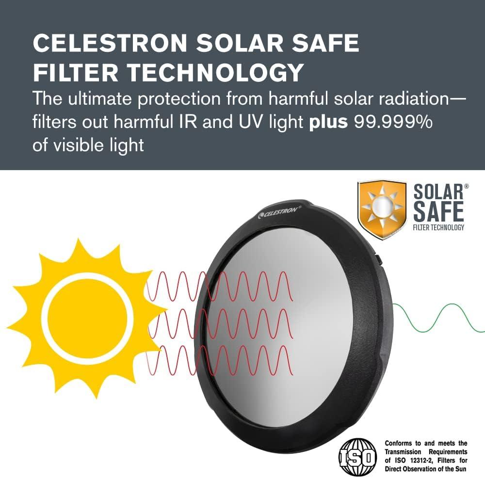 Celestron EclipSmart Safe Solar Eclipse Telescope Filter | ISO 12312-2 Compliant, Orange Tint ...