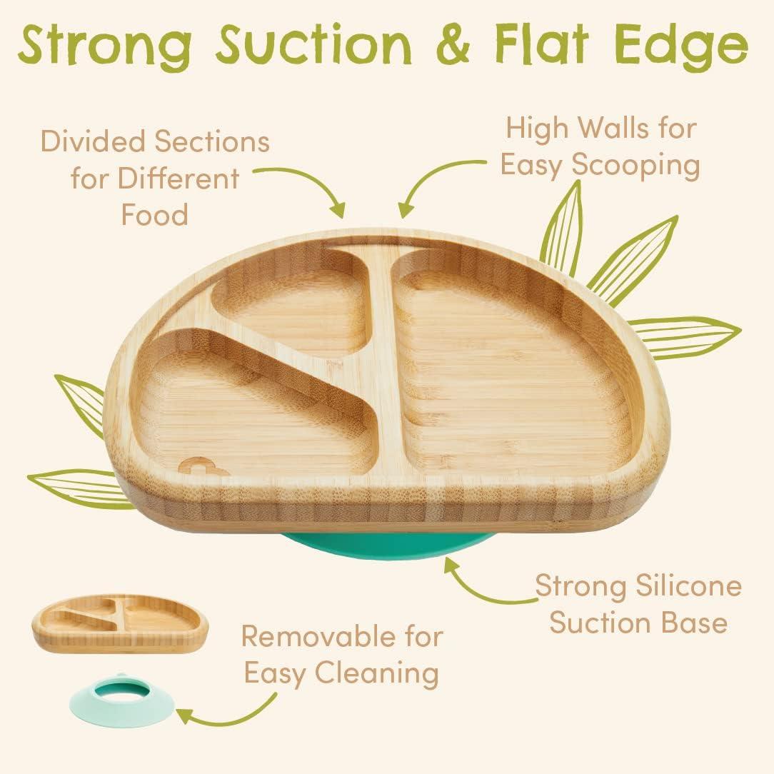 Munchkin Bambou Divided Plate - Stay Put Suction Plate for Babies ...