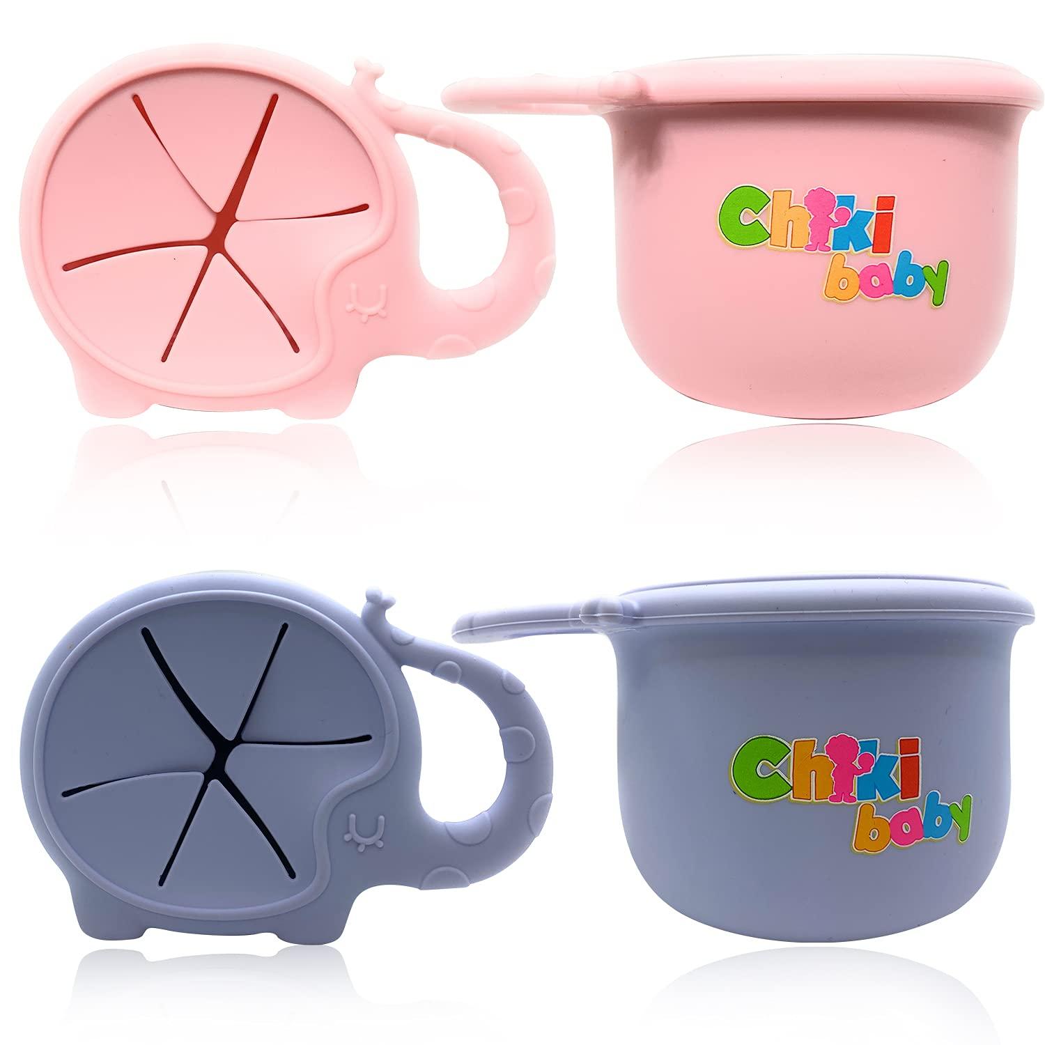 Chiki Baby Elephant Snack Cup | Spill Proof Silicone | Snack Catcher ...