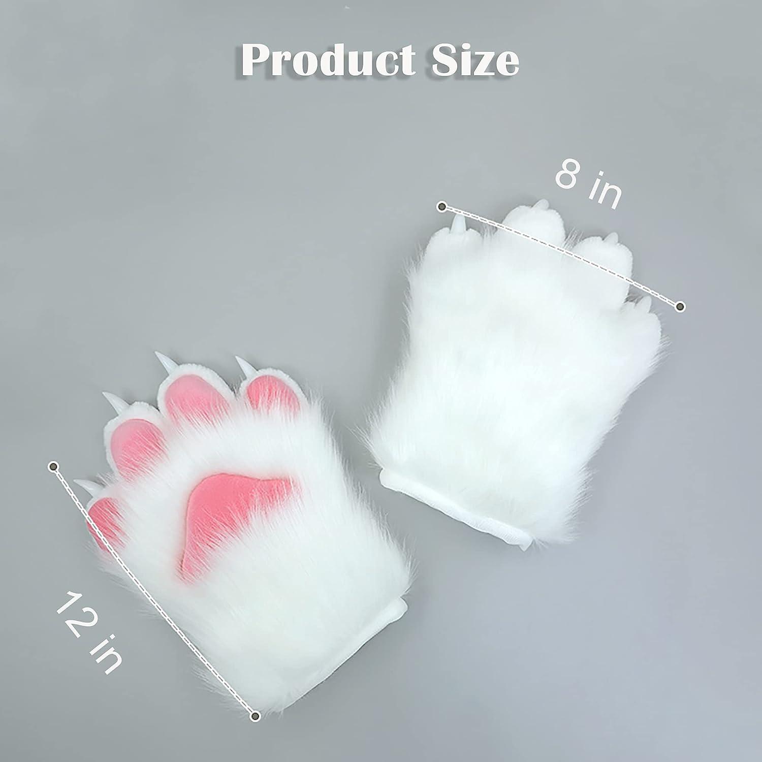 BNLIDES Cosplay Animal Paws Gloves - White, for Adults | Buy Now with ...