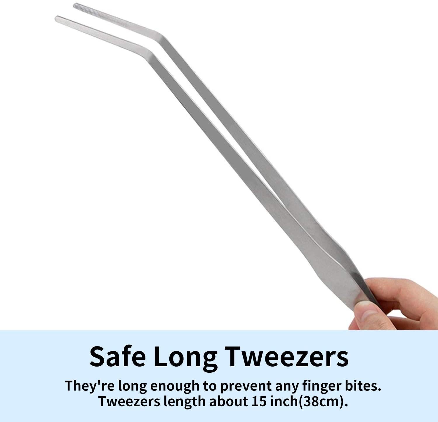 Unlumm 2-Pcs Feeding Tongs - Super Thick Stainless Steel Curved ...