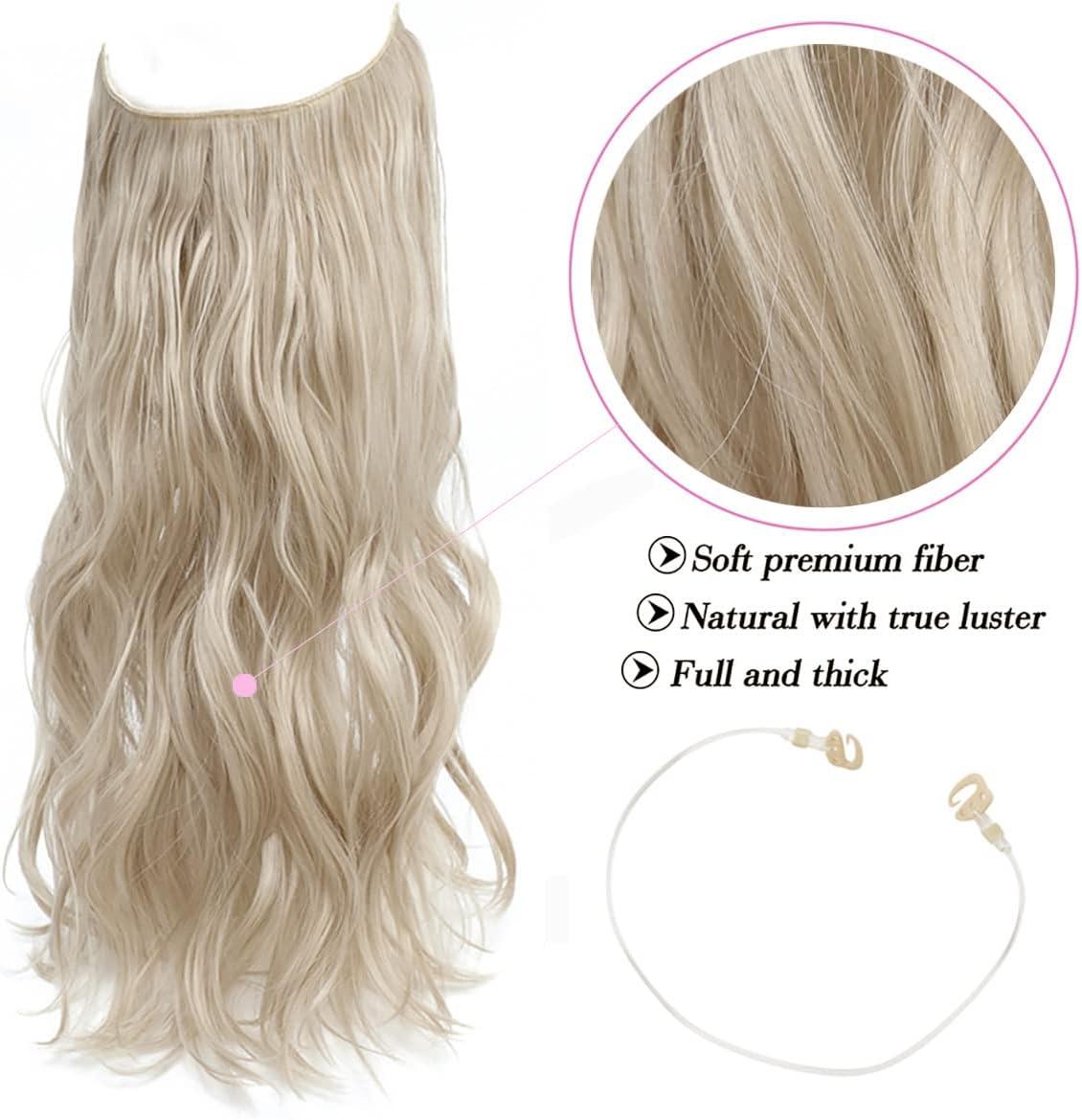 Invisible Wire Wavy Hair Extensions 20 Inch Ash Blonde - Synthetic Hair ...