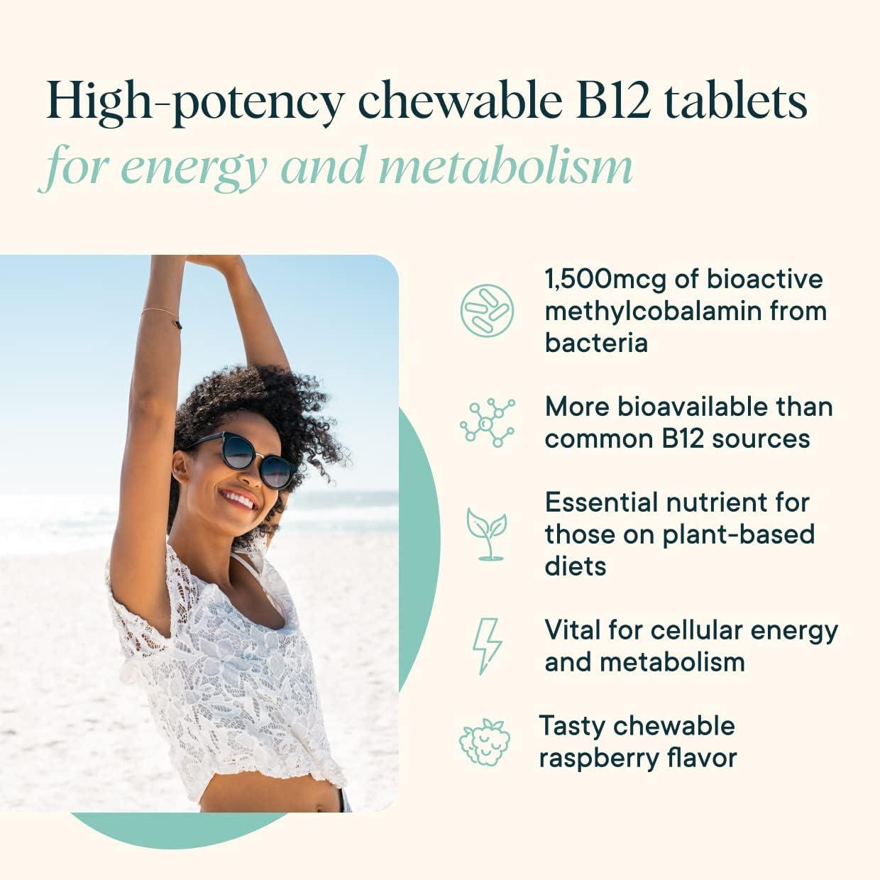 Ora Organic Vitamin B12 1500mcg - Plant-Based Methylcobalamin Energy ...