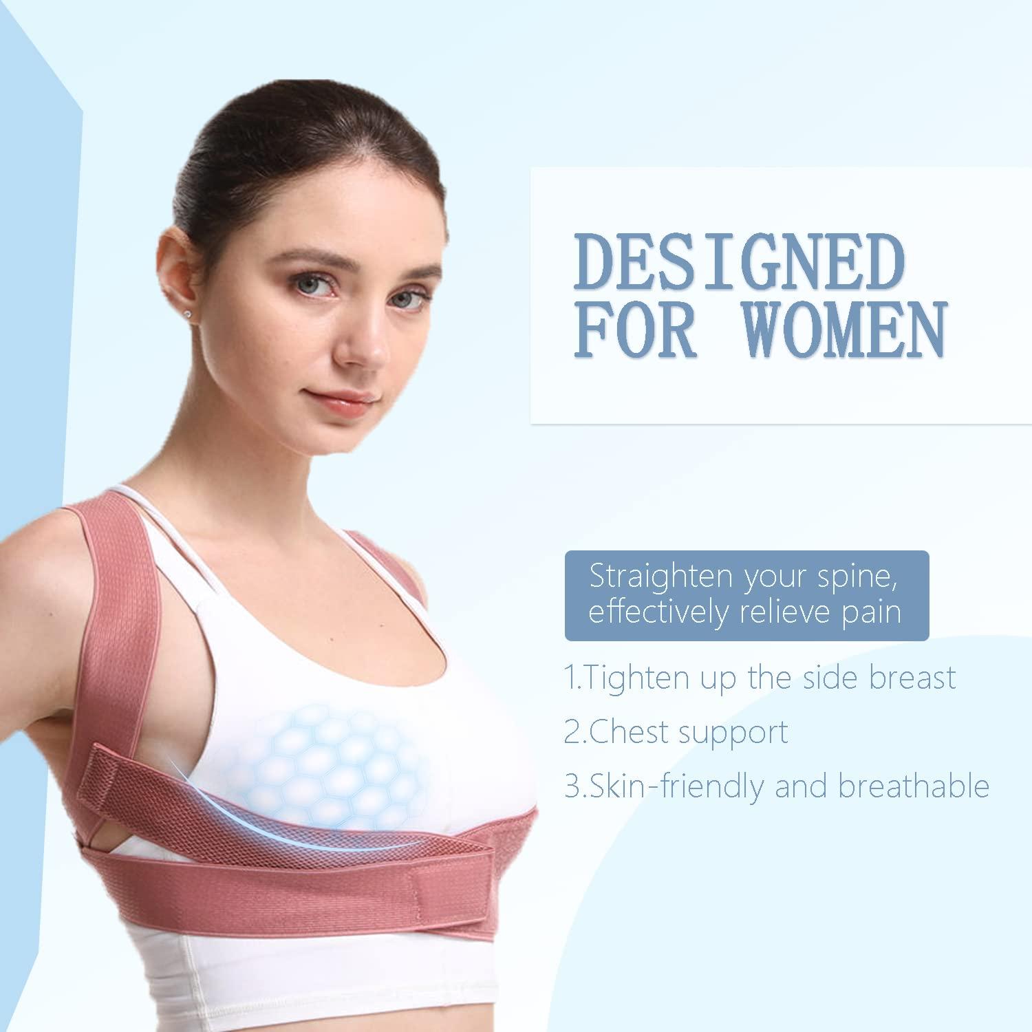 Focuswell Adjustable Posture Corrector for Women - Pink Upper Back ...