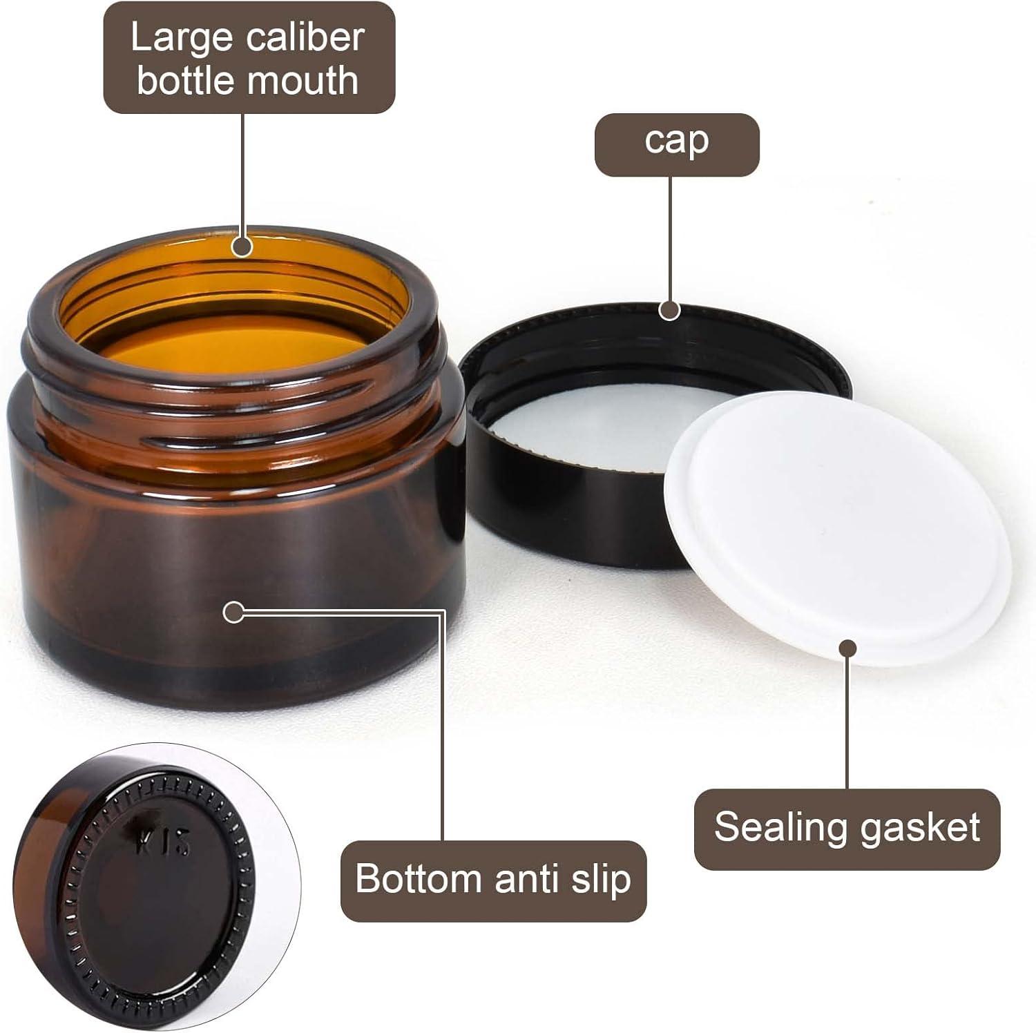 Amber Glass Containers - 6 Pack 30ml/50ml Refillable Ointment Pots for ...