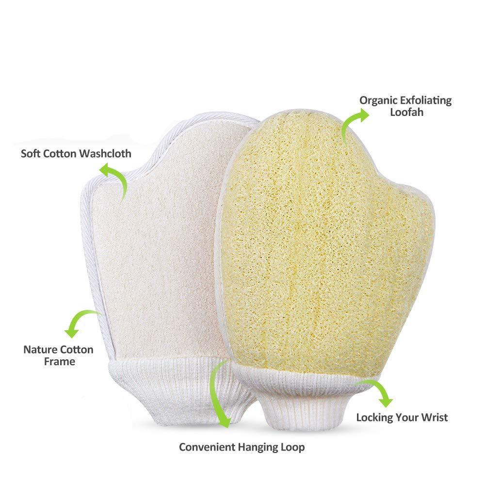 Exfoliating Loofah Sponge Pads with Adhesive Hooks - Hand Shape Natural ...