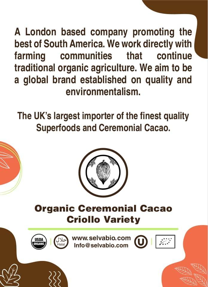 Organic Ceremonial Grade Cacao 100% Raw Cocoa Criollo Variety 250g ...