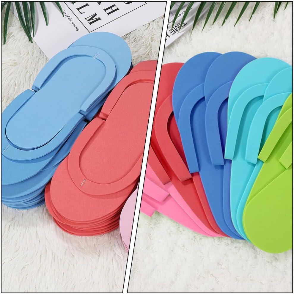 24 Pairs Disposable Pedicure Slippers - Multi Color Foam Foldable Salon ...