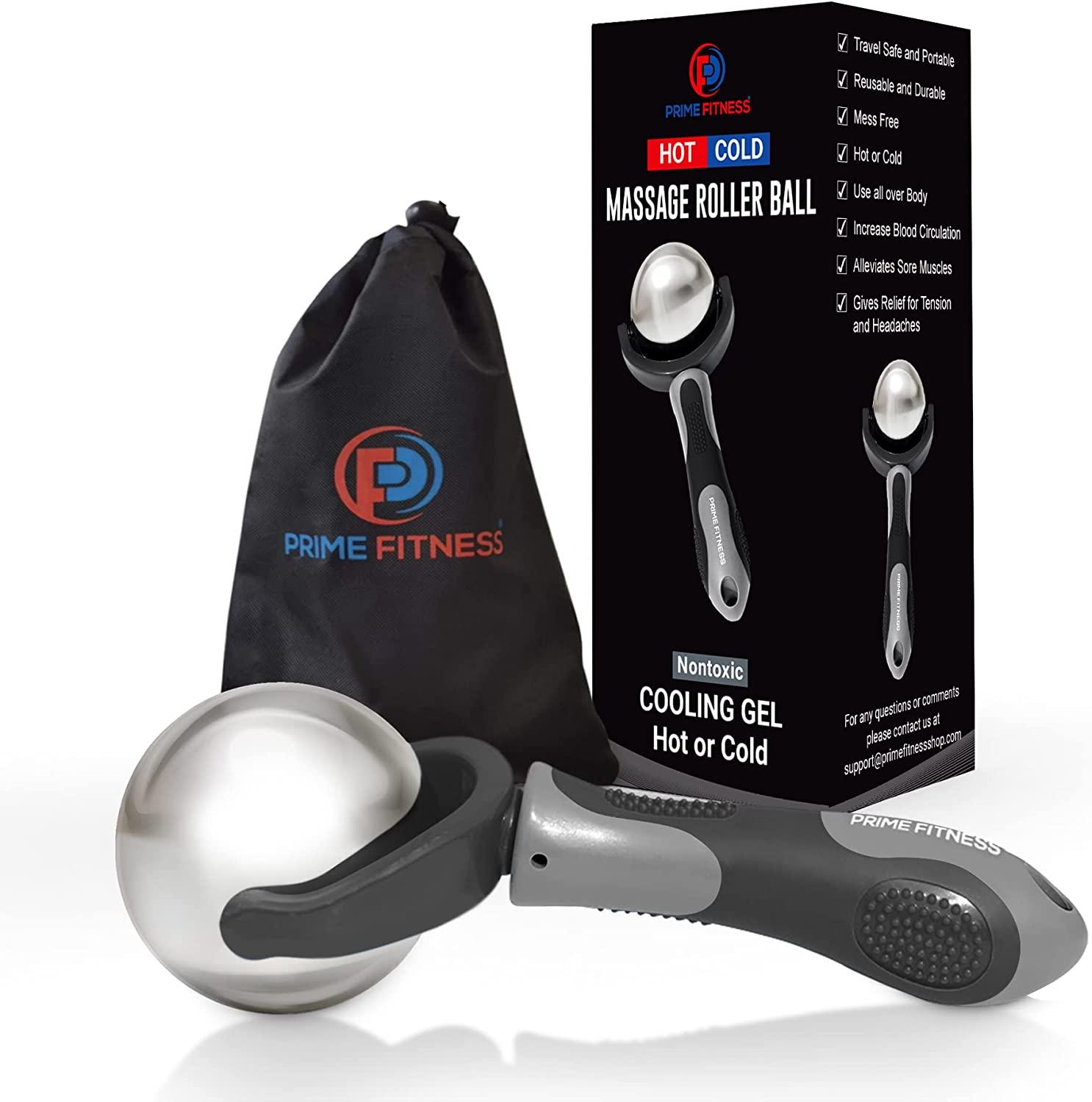 Black Ice Roller Ball with Handle | Cold Massage Roller for Muscle Pain ...